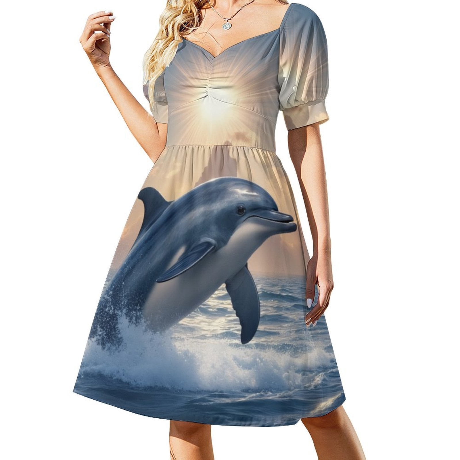 Dolphin Jumping at Sunset Summer Women's Dress 2025 Elegant Dresses ...