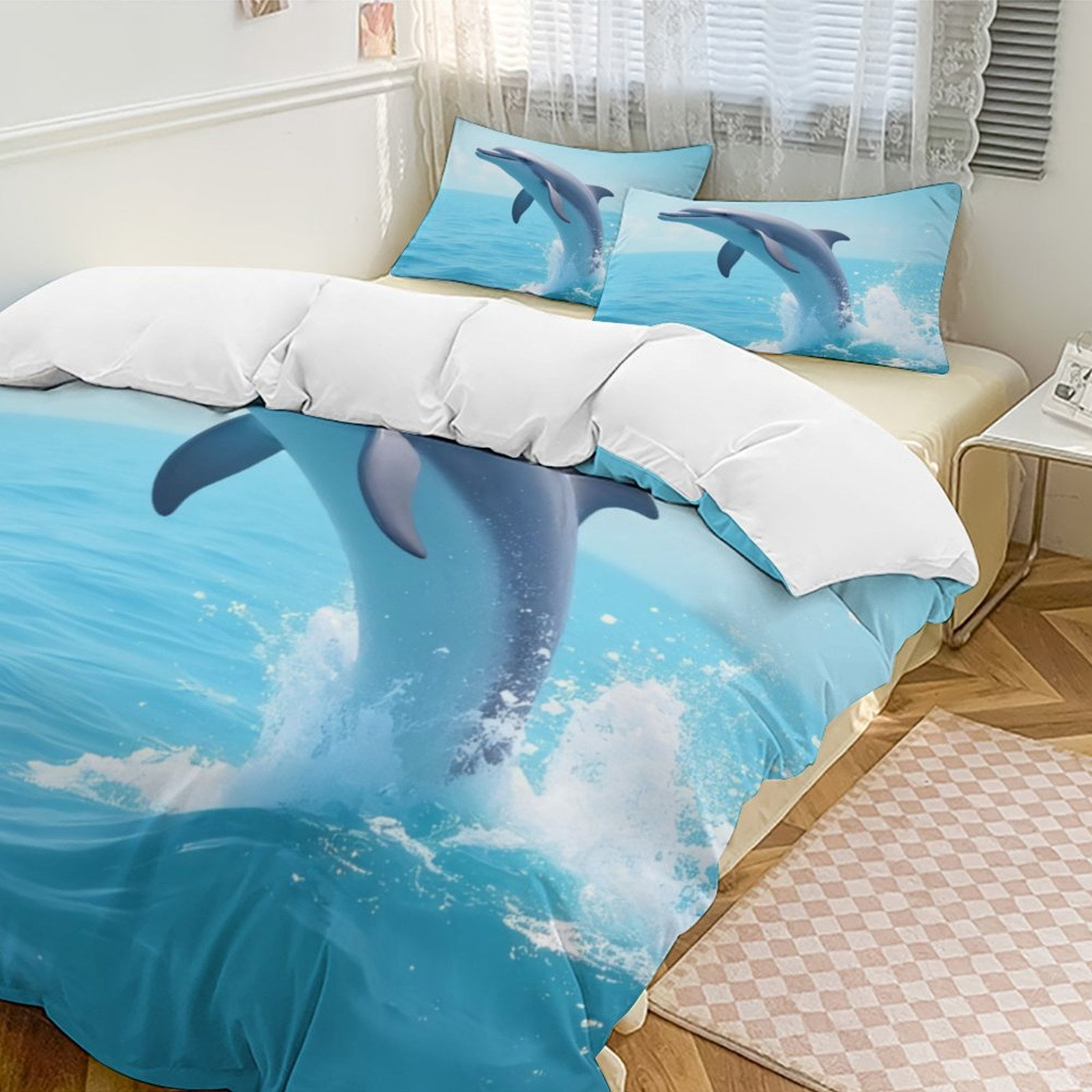 Dolphin Jumping in Ocean 3D Duvet Cover Set Quilt Cover Theme of Kid ...