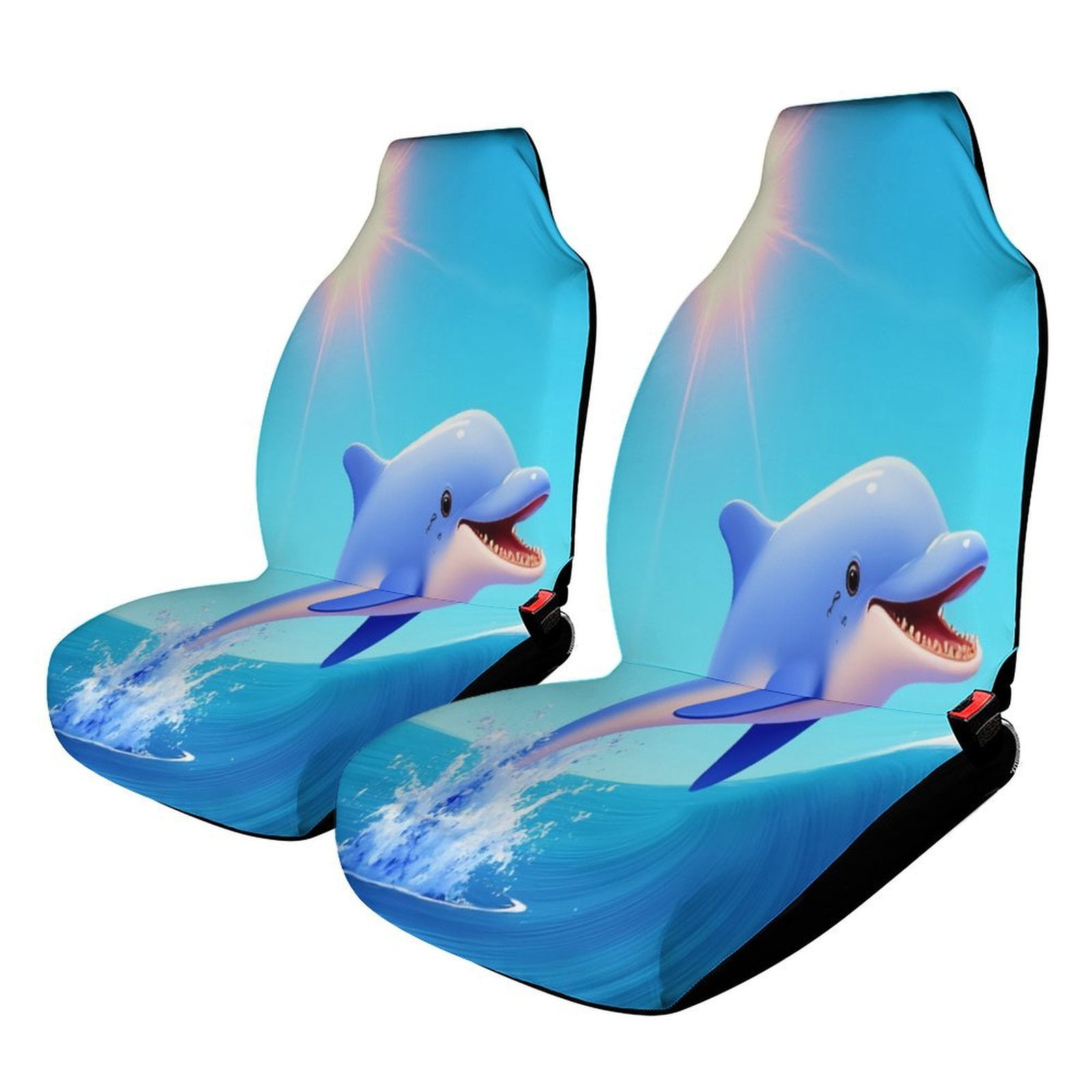 Dolphin Jumping in Sunlit Ocean Car Seat Covers,Universal Auto Front ...