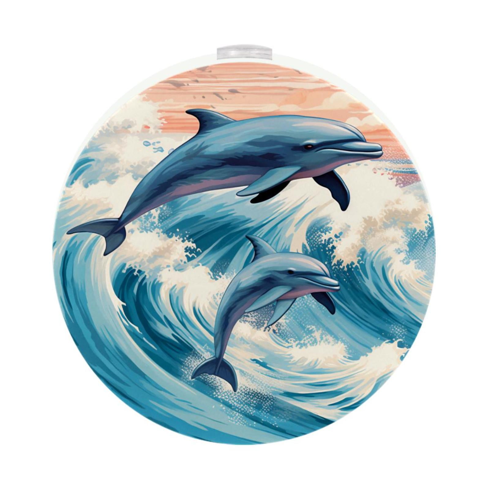Dolphin LED Circular Night Light with Induction Light Control - Set of ...