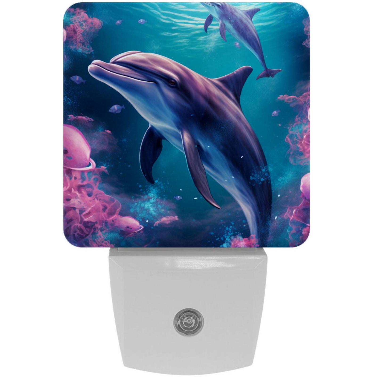 Dolphin LED Square Night Light - Soft Glow Plug-in Lamp with Dusk to ...