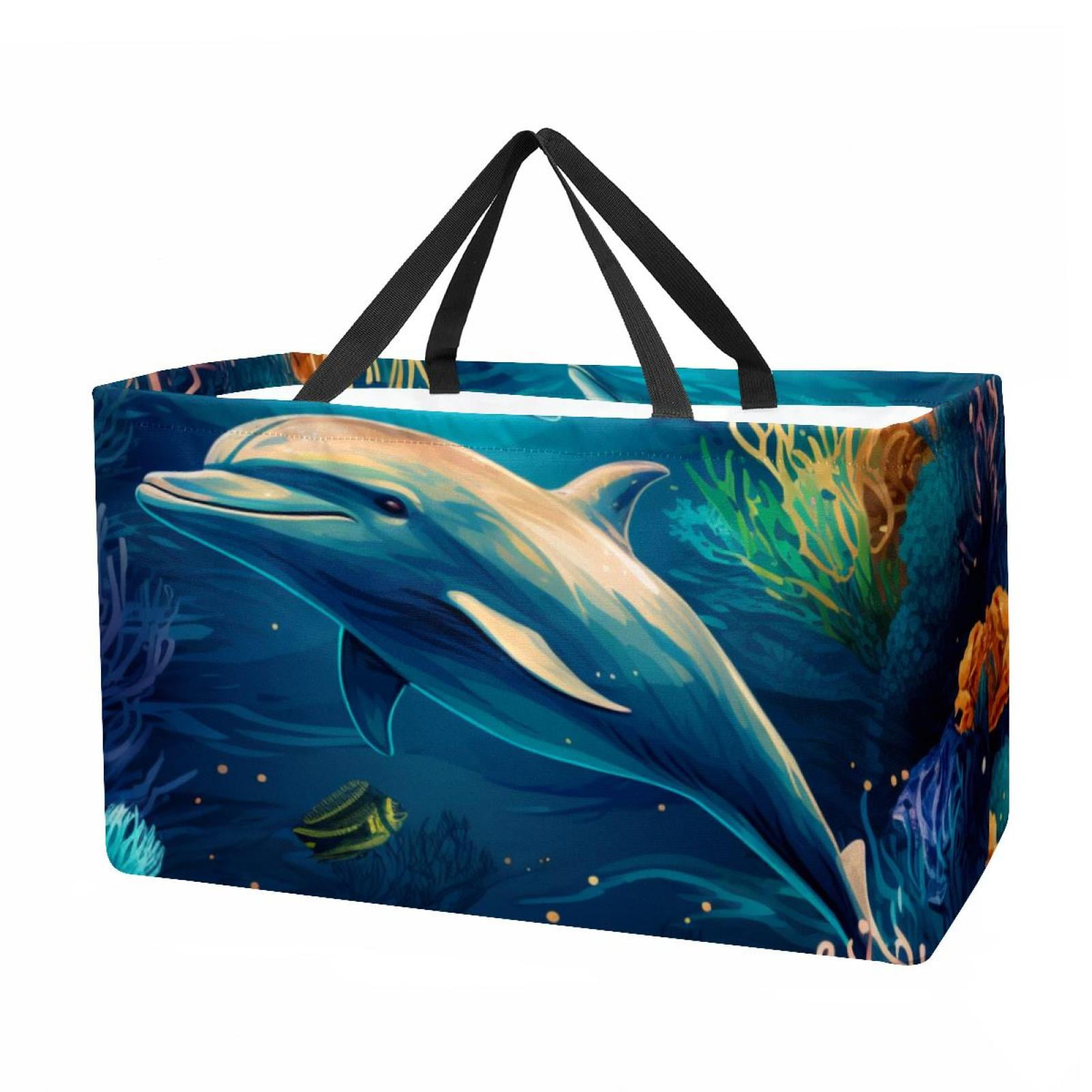 Dolphin Large Capacity Reusable Foldable Beach Bag with Collapsible ...