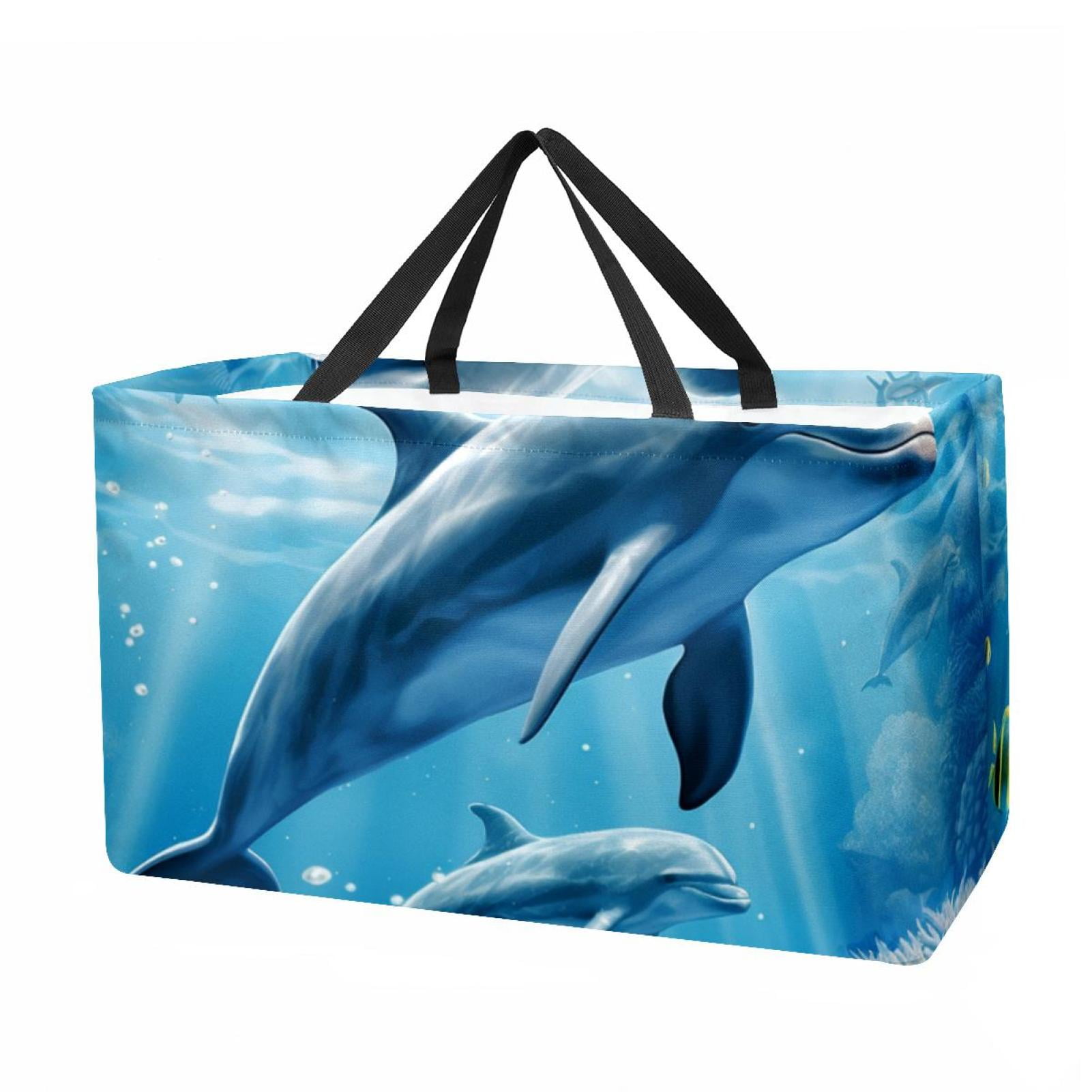 Dolphin Large Capacity Reusable Foldable Beach Bag with Collapsible ...