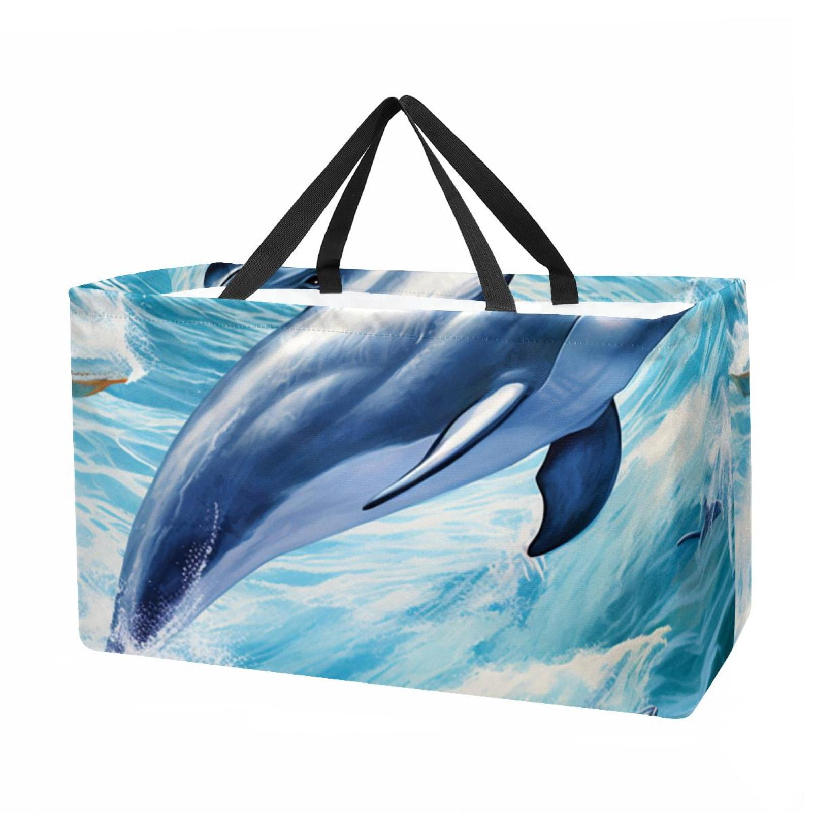Dolphin Large Capacity Reusable Foldable Beach Bag with Collapsible ...
