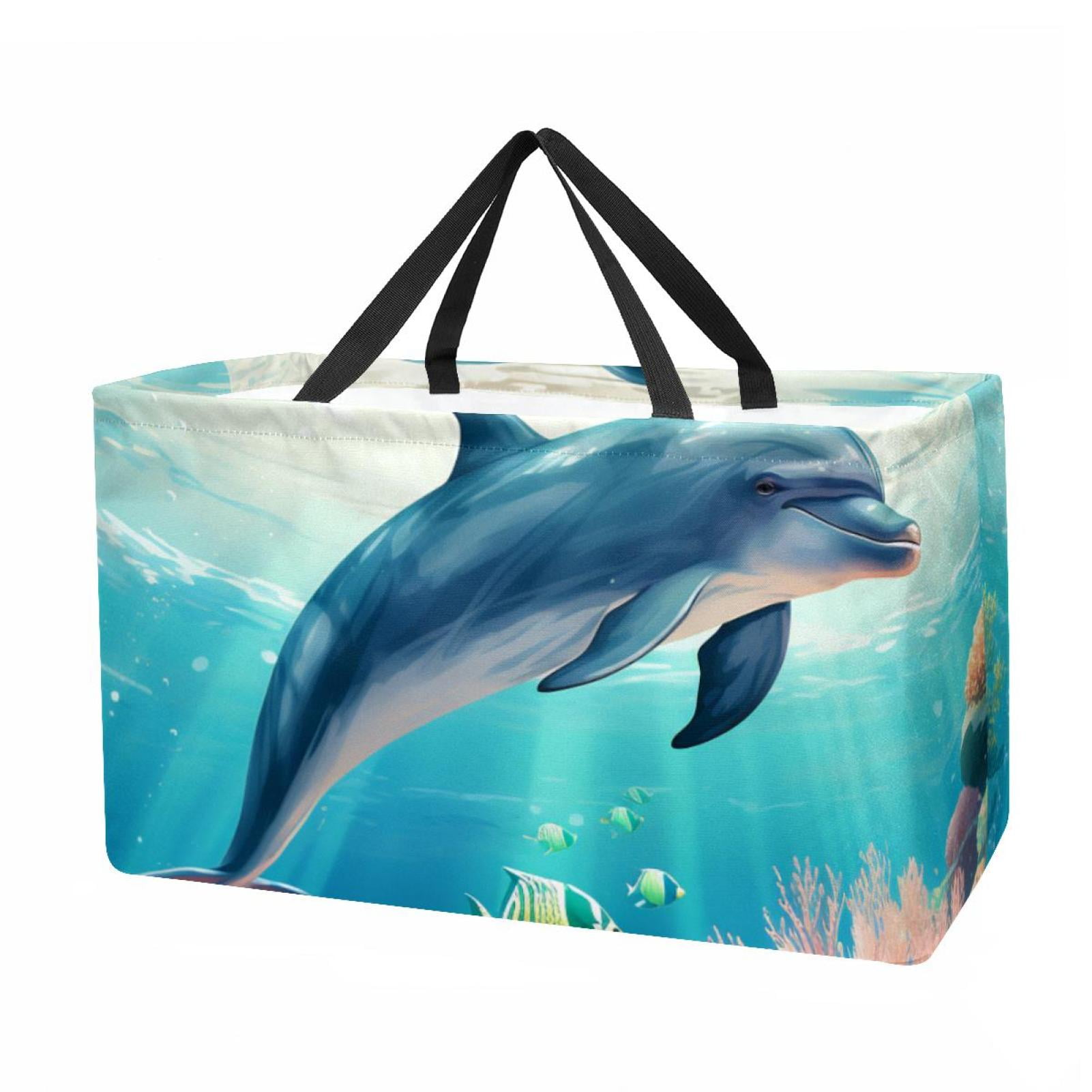 Dolphin Large Capacity Reusable Foldable Storage Basket and Grocery ...