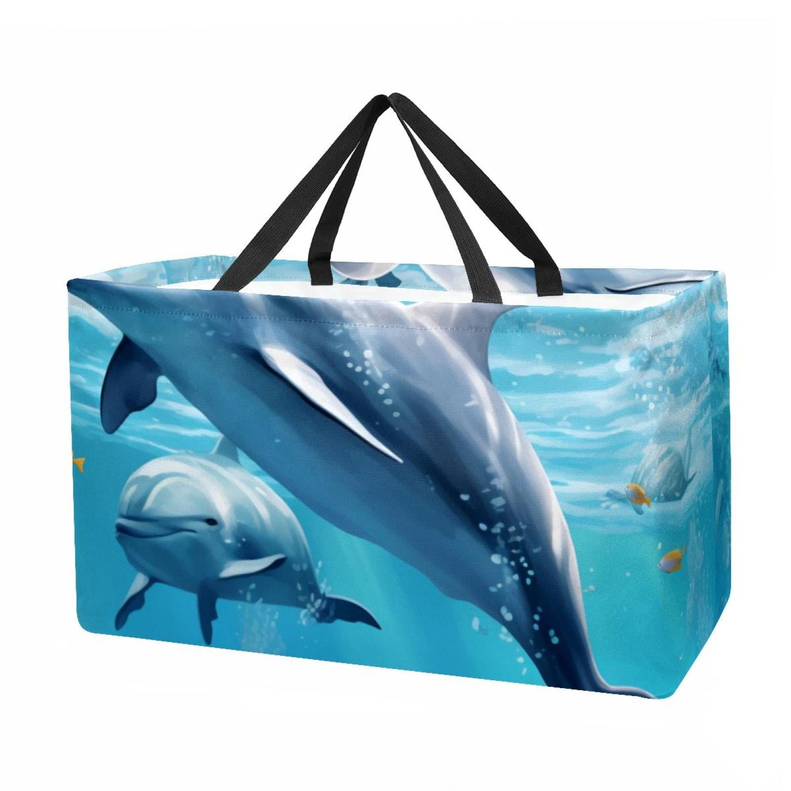 Dolphin Large Capacity Reusable Foldable Storage Basket and Grocery ...