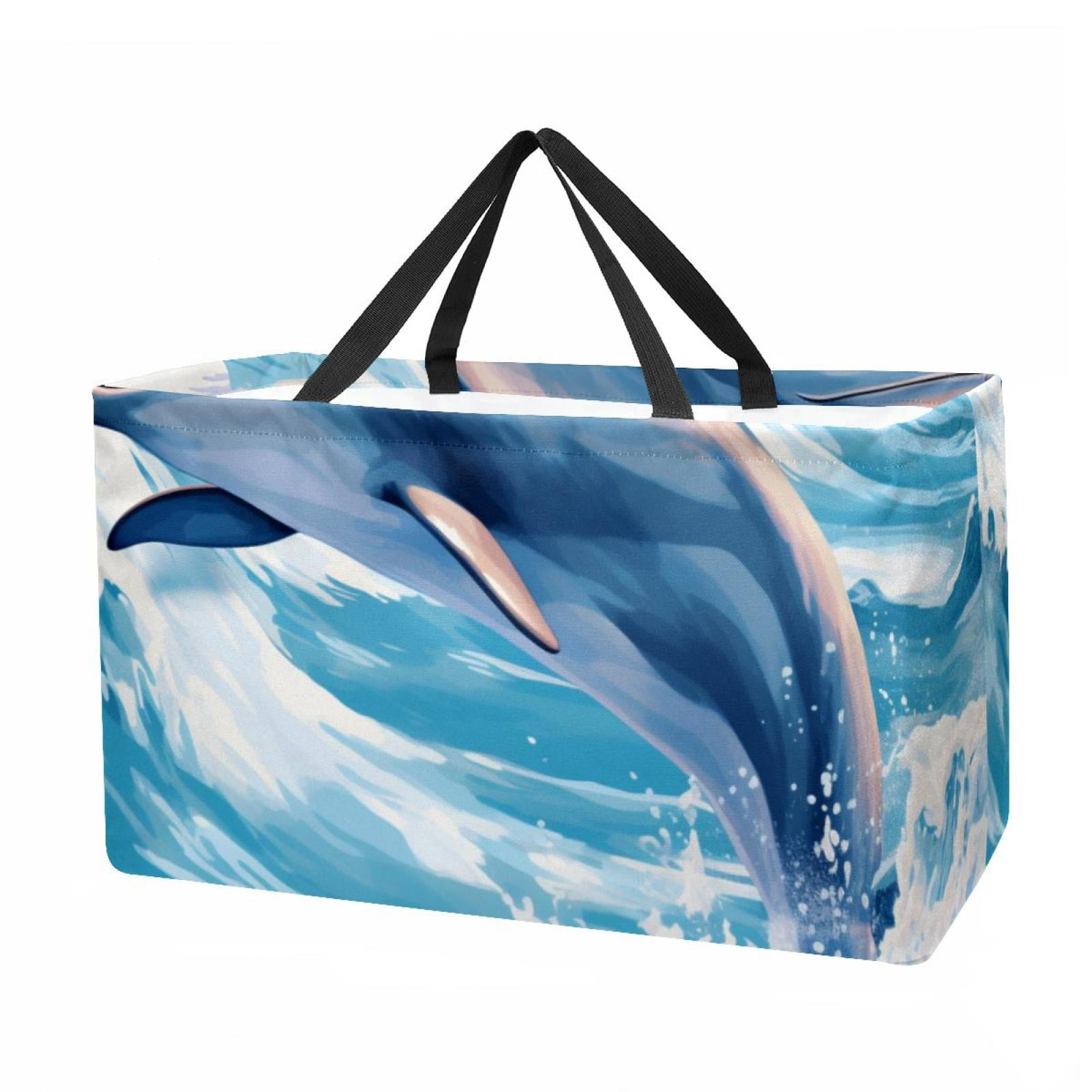 Dolphin Large Capacity Reusable Foldable Storage Basket and Grocery ...
