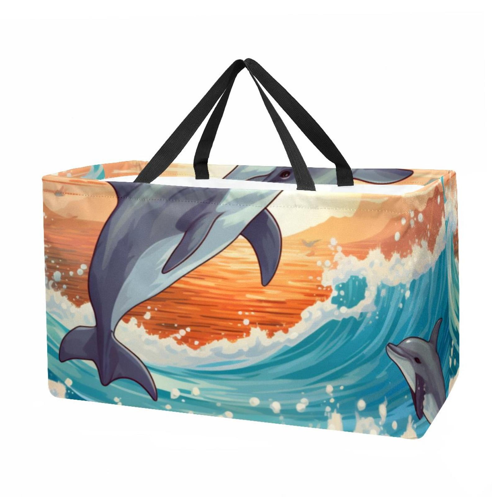 Dolphin Large Capacity Reusable Foldable Storage Basket and Grocery ...