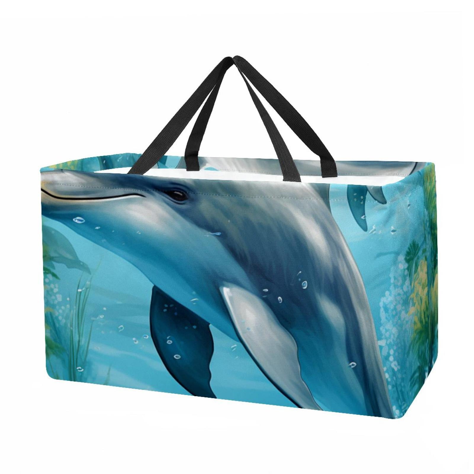 Dolphin Large Capacity Reusable Foldable Storage Basket and Grocery ...
