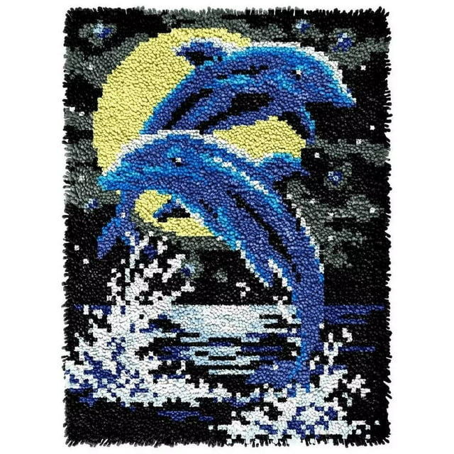 Dolphin Latch Hook DIY Rug Kits Embroidery Cushion Rug Making Kits ...