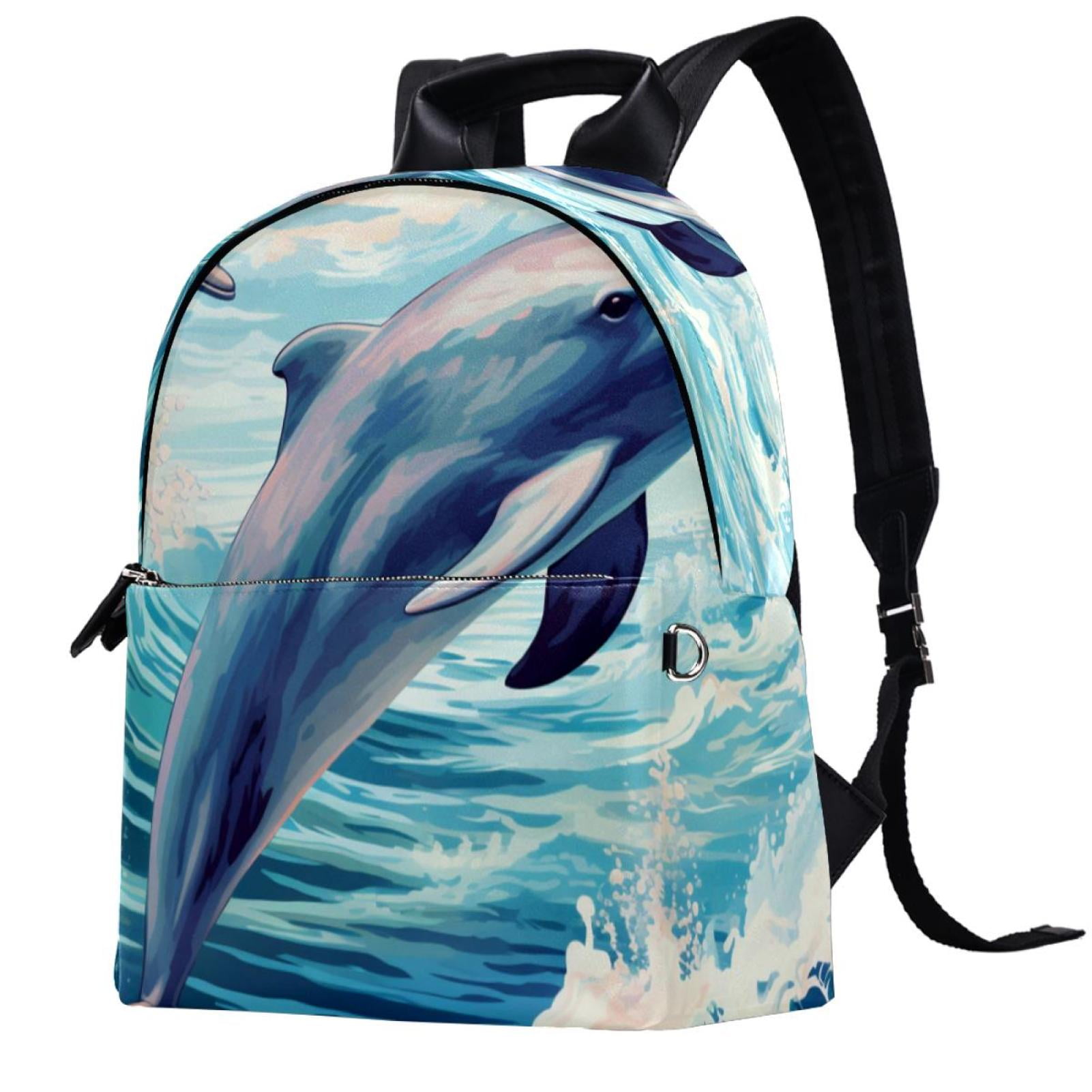 Dolphin Leather Laptop Bags Backpack Lightweight Printed Design Baby ...