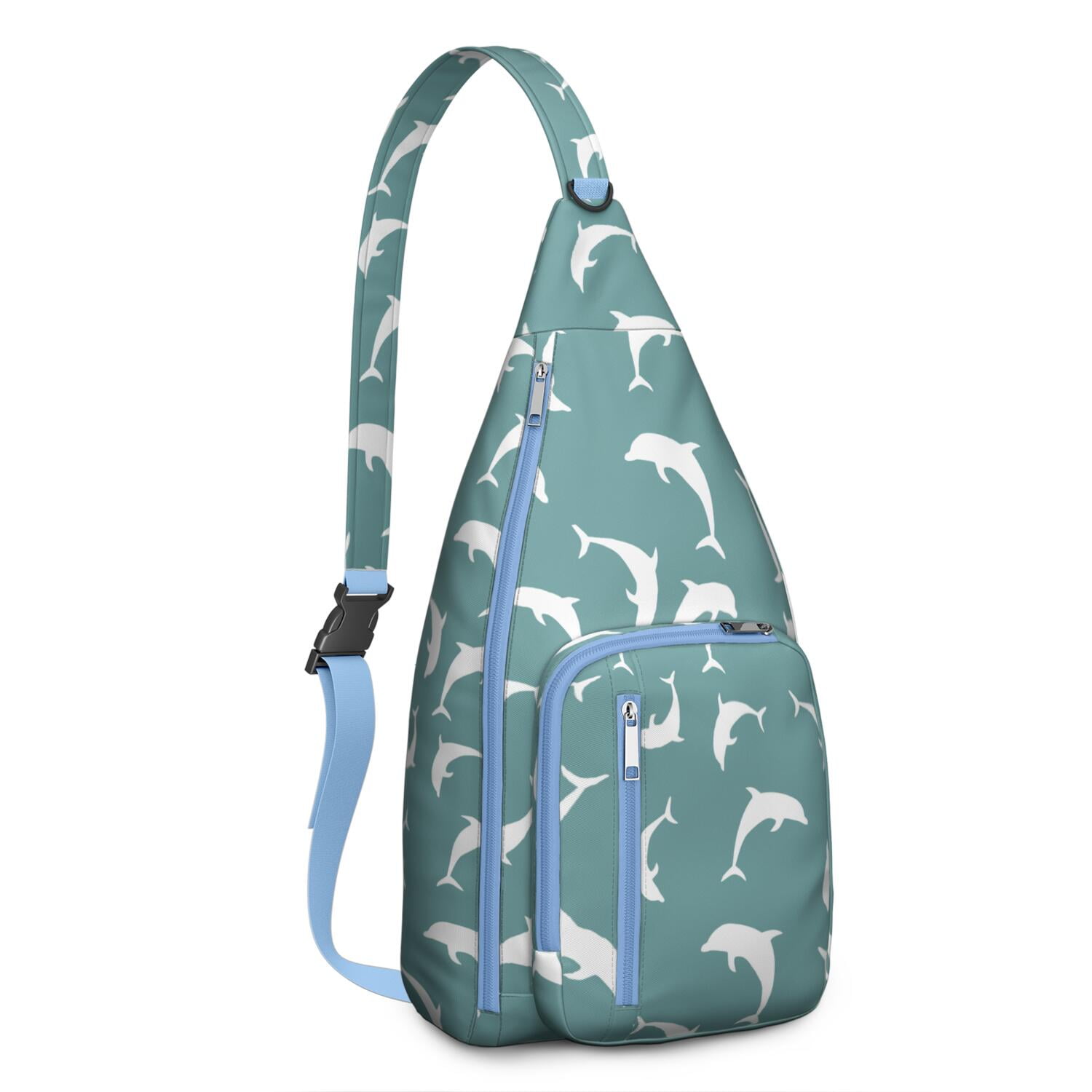 Dolphin Lovers Sling Backpack - Playful Marine Life Pattern Shoulder ...