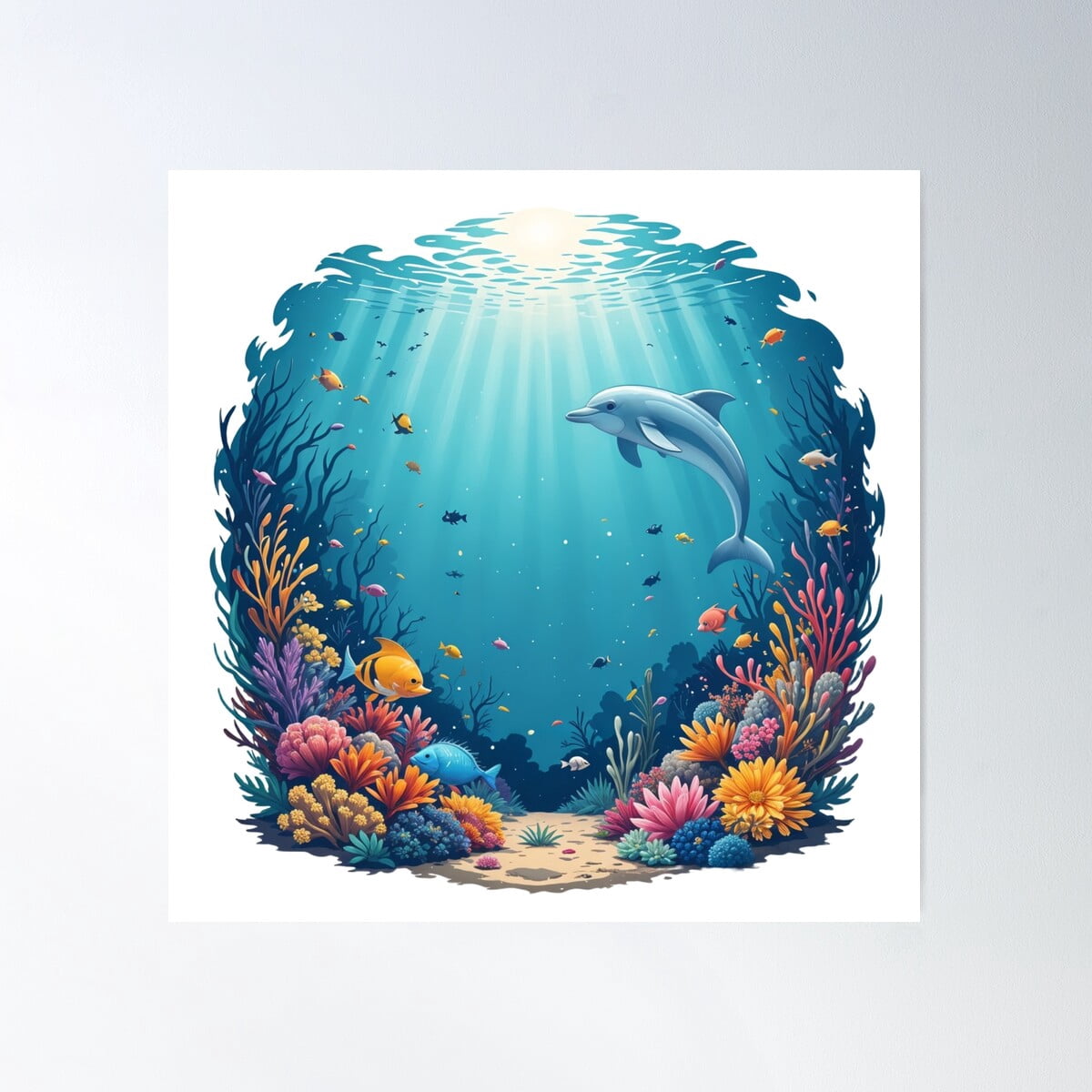 Dolphin Marine Beauty Journey Under The Ocean Poster Wall Art, Modern ...