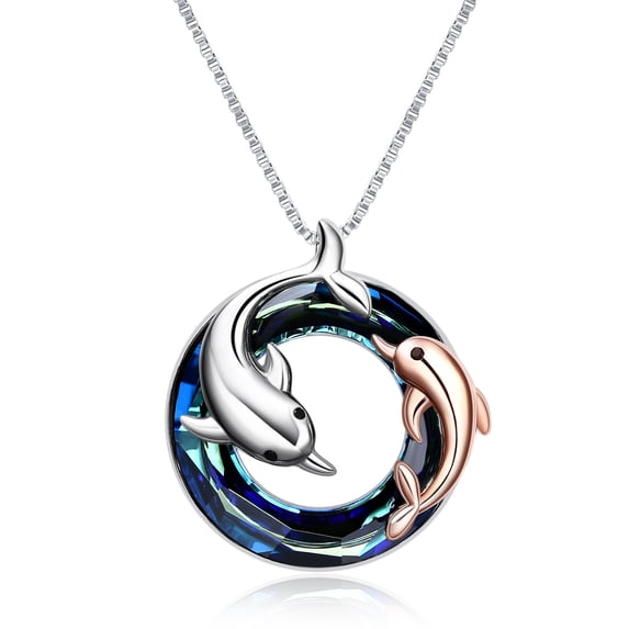 Dolphin Necklace Gifts for Women Sterling Silver Crystal Dolphin ...
