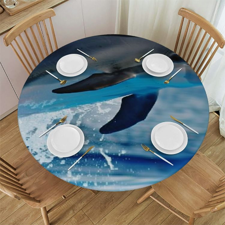 Dolphin Ocean Round Tablecloth â€“ Fabric for Indoor Outdoor Dining â ...