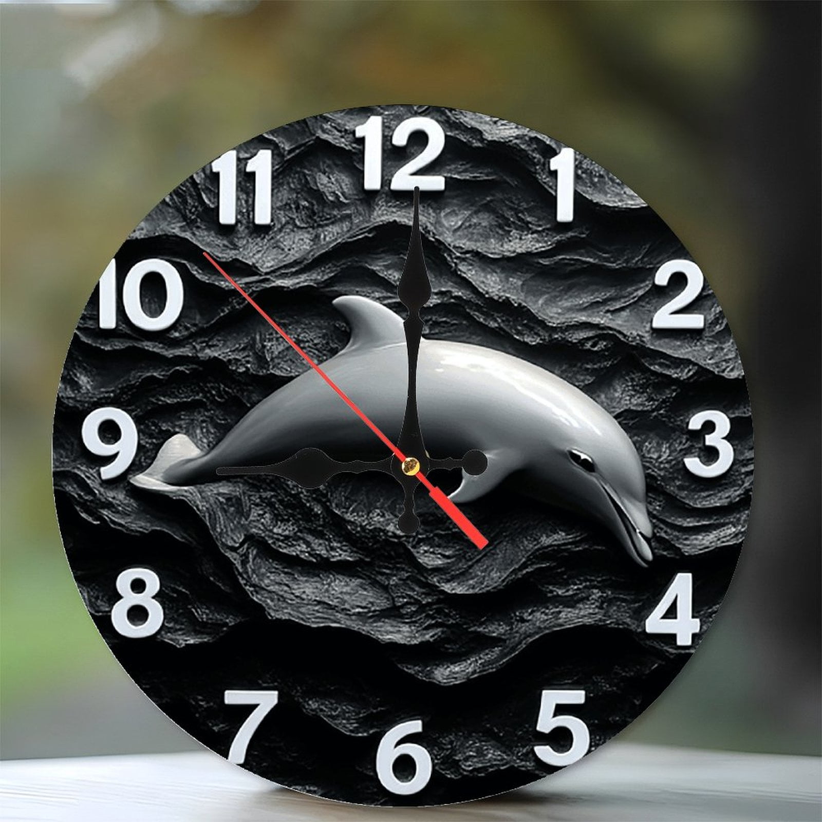 Dolphin Ocean Theme Wall Clock 10-Inch Silent Wooden Wall Clock ...