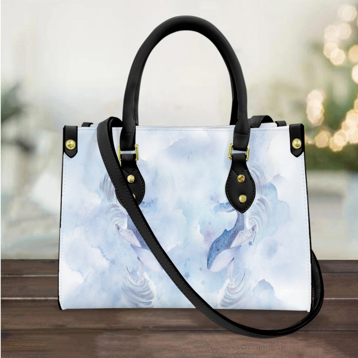 Dolphin Oil Painting Design Casual Women's Handbag Fashion Pu Leather ...