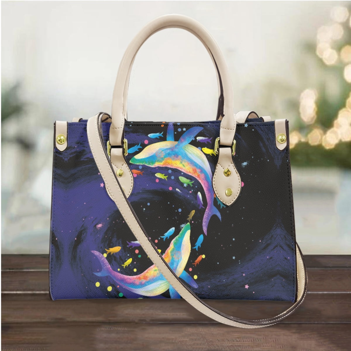 Dolphin Oil Painting Design Casual Women's Handbag Fashion Pu Leather ...