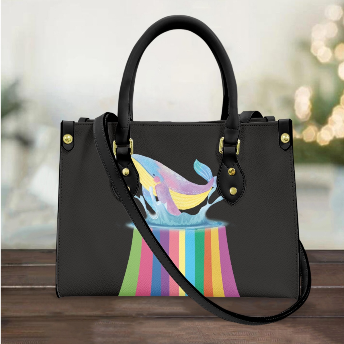 Dolphin Oil Painting Design Casual Women's Handbag Fashion Pu Leather ...