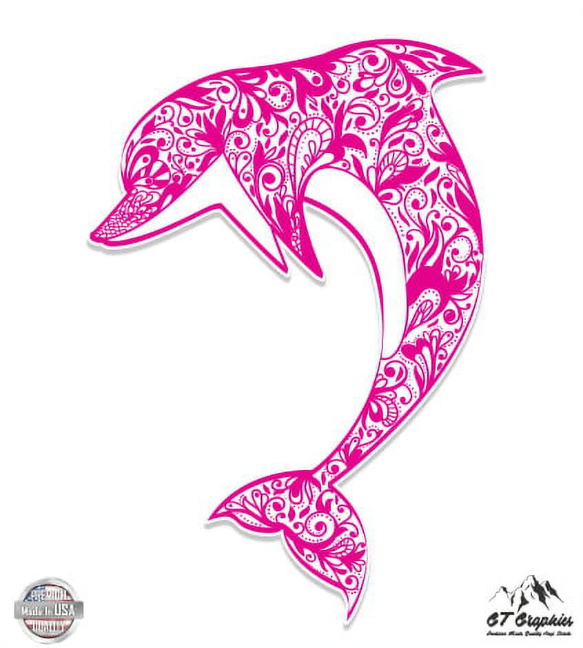 Dolphin Pink - 3" Vinyl Sticker - For Car Laptop I-Pad Phone Helmet ...