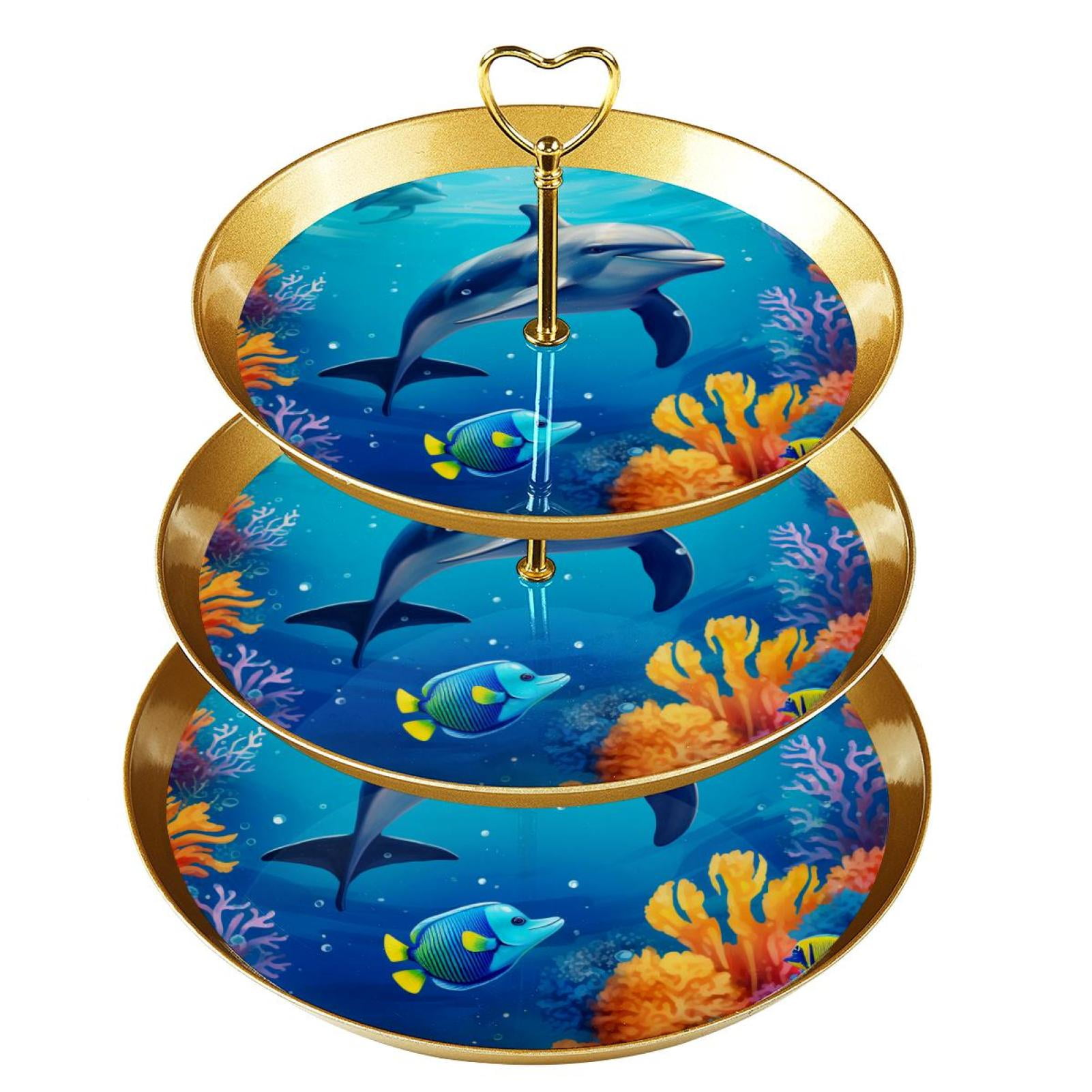 Dolphin Plastic Discs Iron Pillars Jewelry Holder for Dessert Table ...