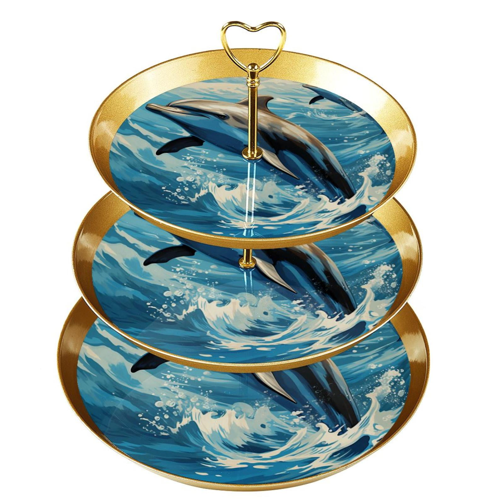 Dolphin Plastic Discs and Iron Pillar Dessert Table Stand | 32cm Height ...