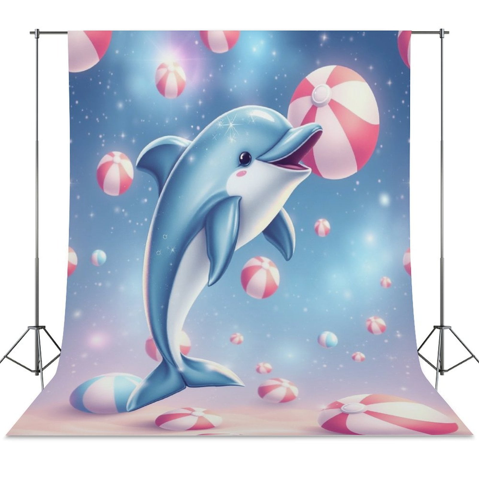 Dolphin Playful Balls Sky Party Backdrop Birthday Decoration ...