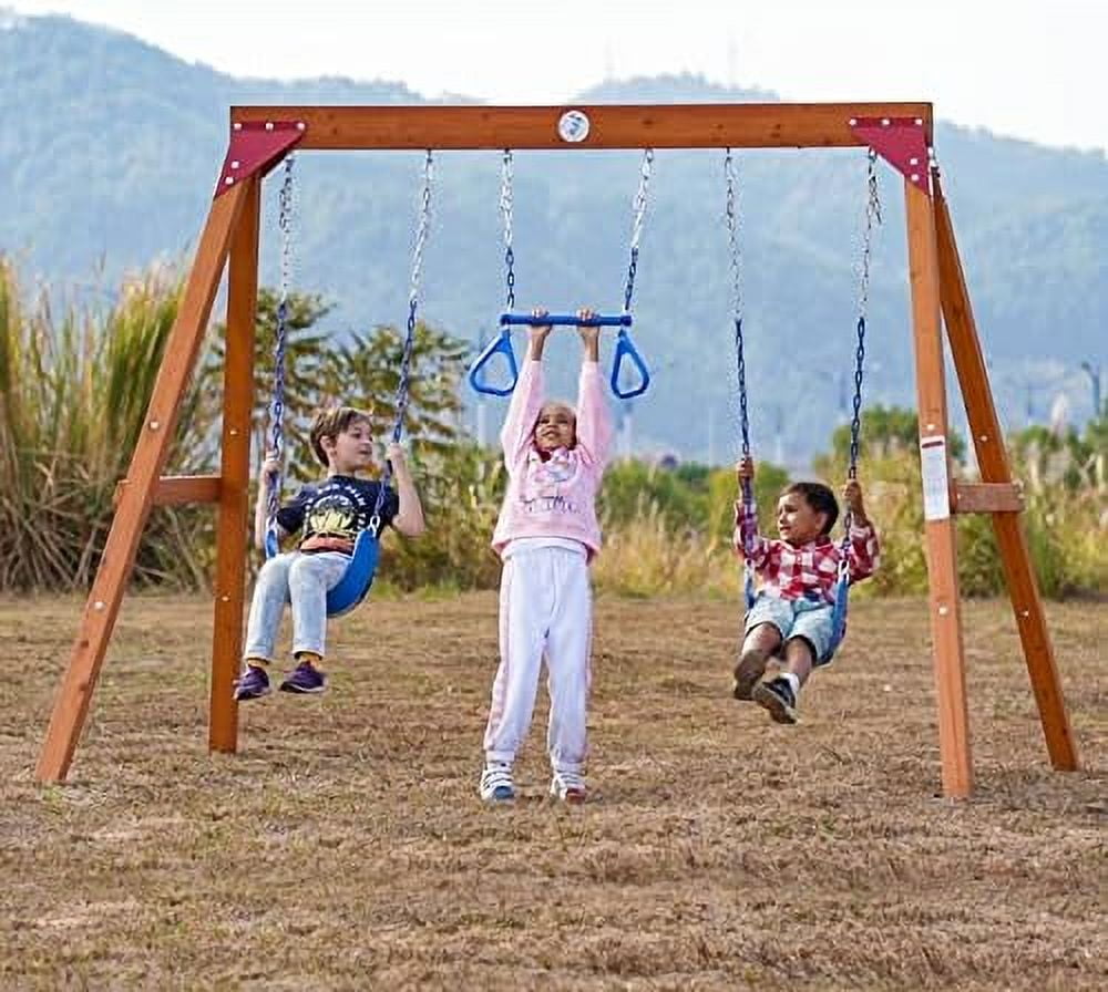 Dolphin Playground Wooden Swing Sets for Backyard with 6FT Slide ...