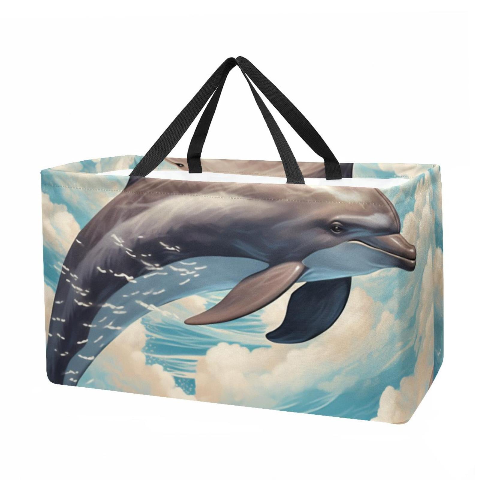 Dolphin Portable Oxford Cloth Picnic Basket Cube Organizer Grocery Bags ...