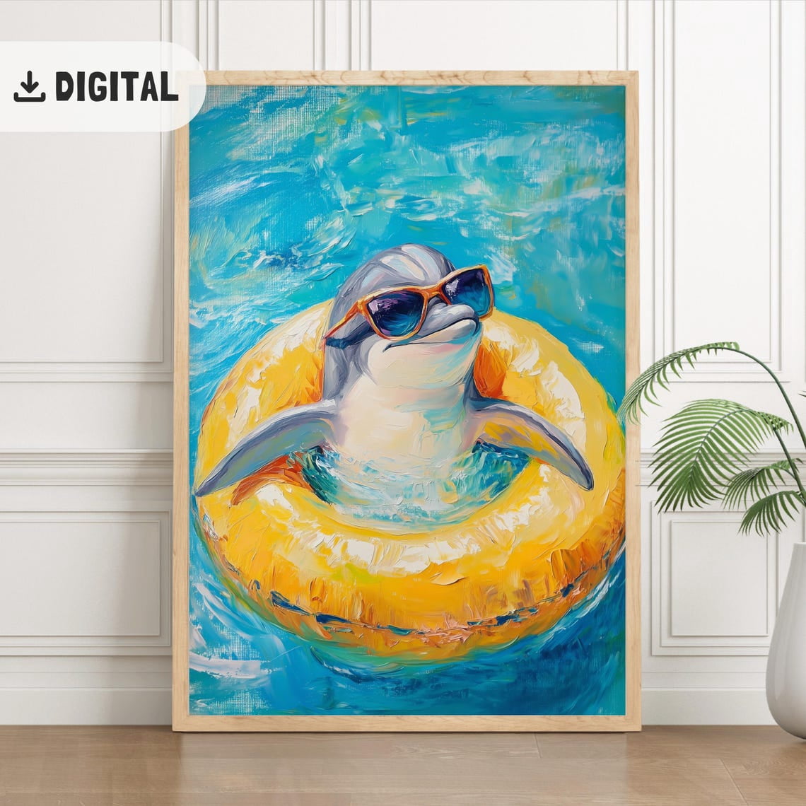 Dolphin Poster, Trendy Colorful Summer Positive Vibes Art Beach Pool ...