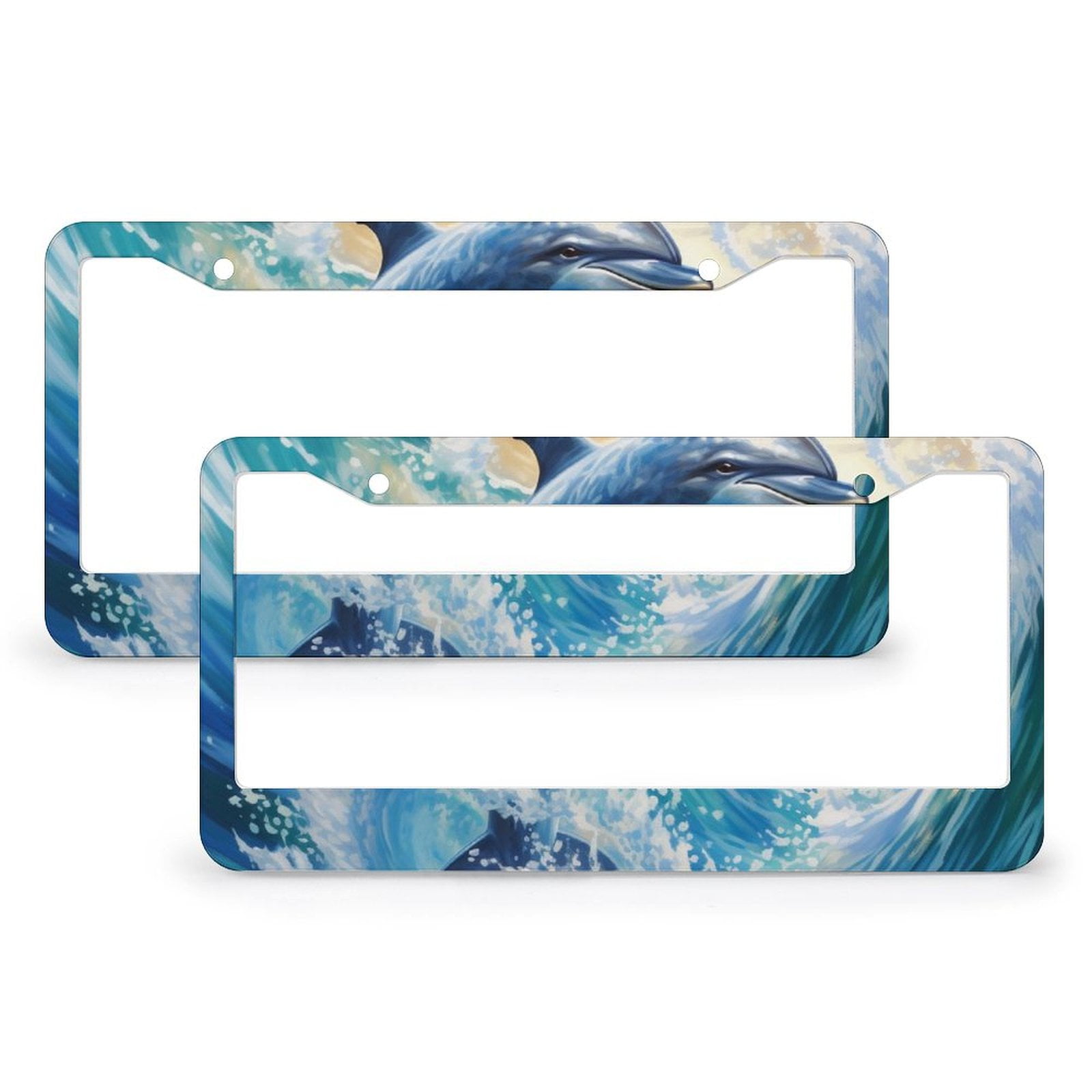 Dolphin Poster Xmas License Plate Frames 2 PCS Dolphins Design Licenses ...
