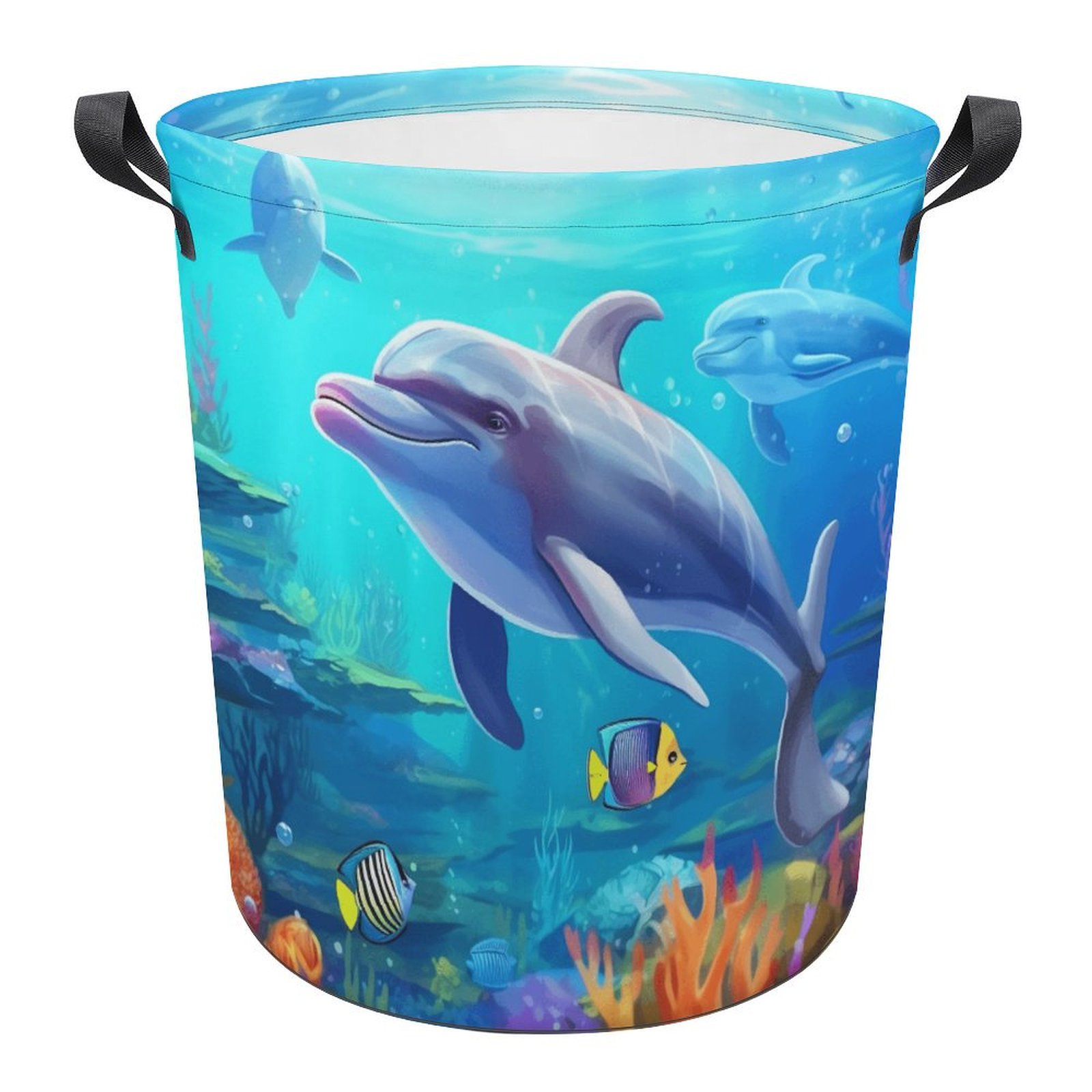 Dolphin Print Foldable Laundry Basket for Clothes Storage Hamper ...