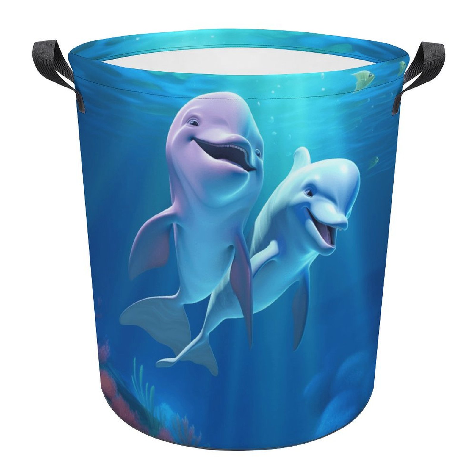 Dolphin Print Foldable Laundry Basket for Clothes Storage Hamper ...