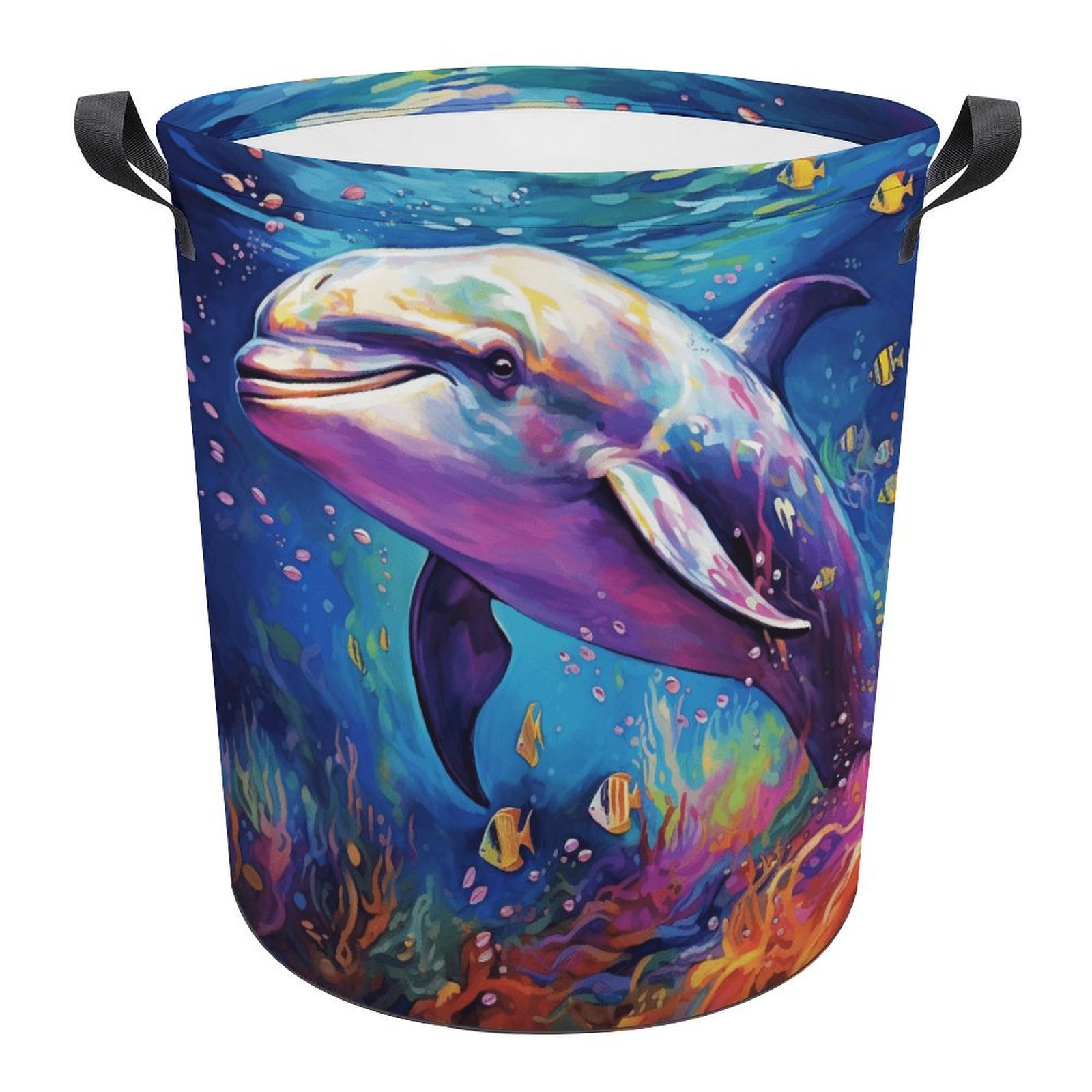 Dolphin Print Foldable Laundry Basket for Clothes Storage Hamper ...