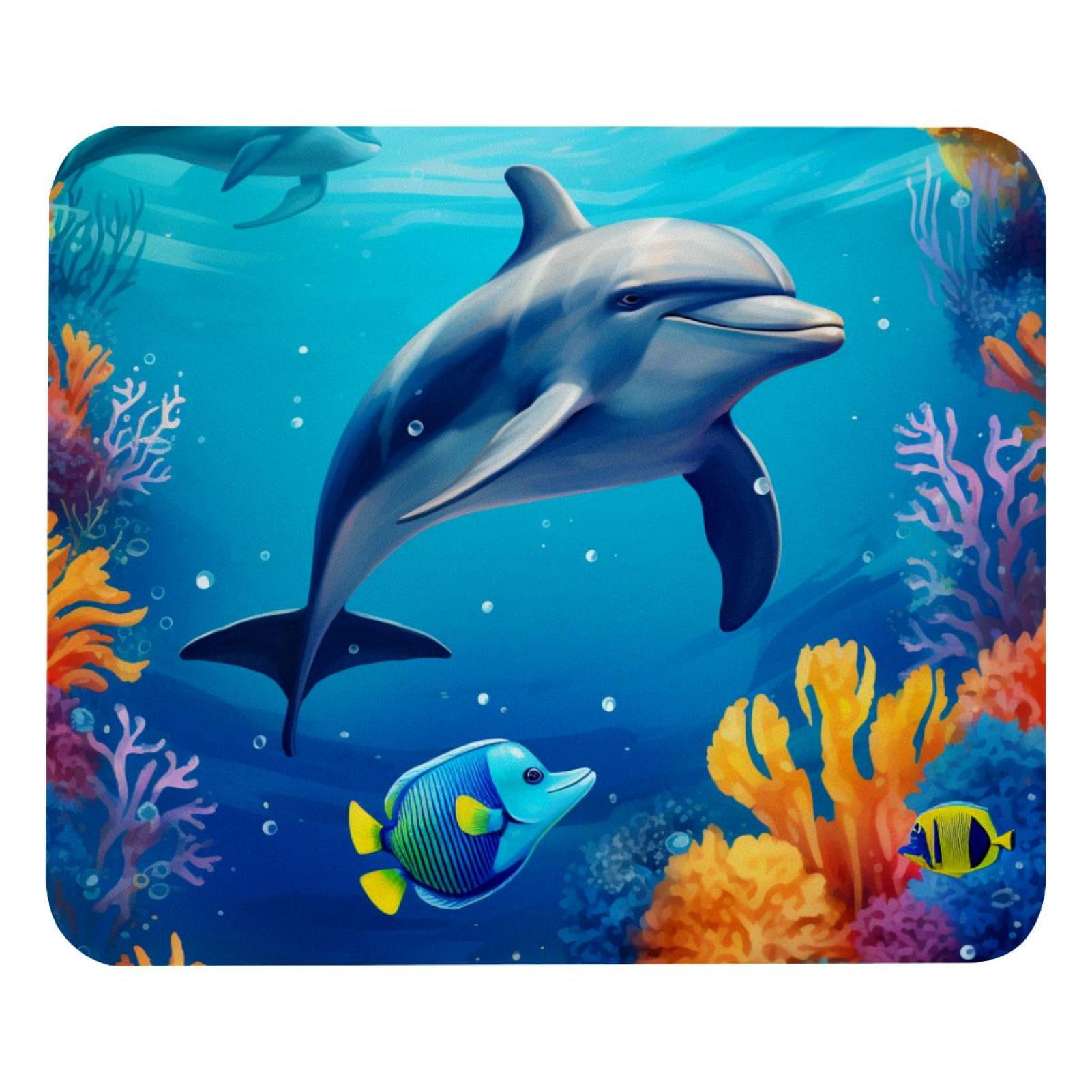 Dolphin Printed Square Desk Mat Gaming Mouse Pad with Non-Slip Rubber ...