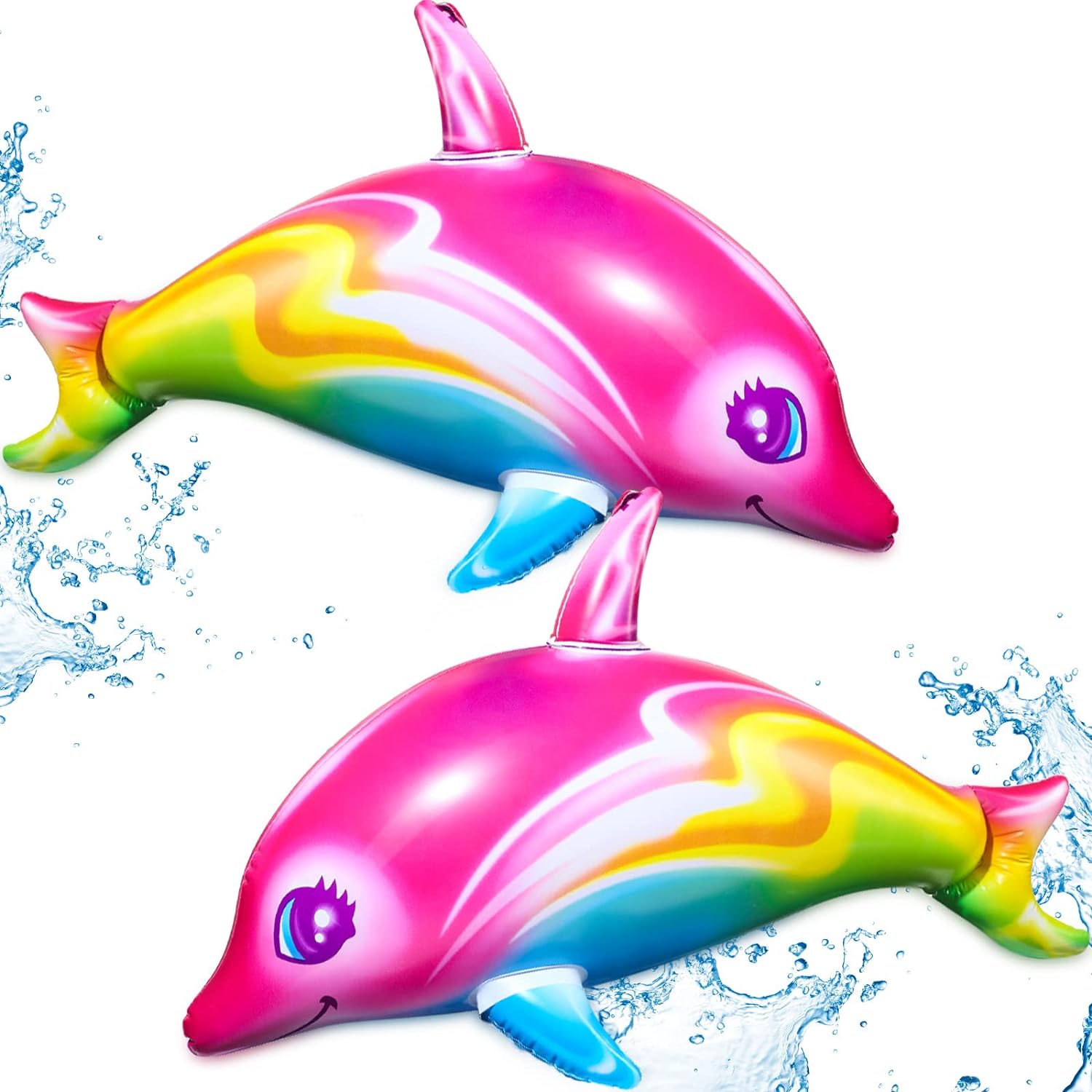 Dolphin Rainbow Inflatable Pool Toy 36 Inch Colorful Pink Poolside ...
