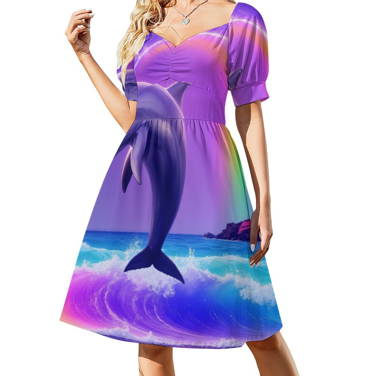 Dolphin Rainbow Ocean Fantasy Summer Women's Dress 2025 Elegant Dresses ...