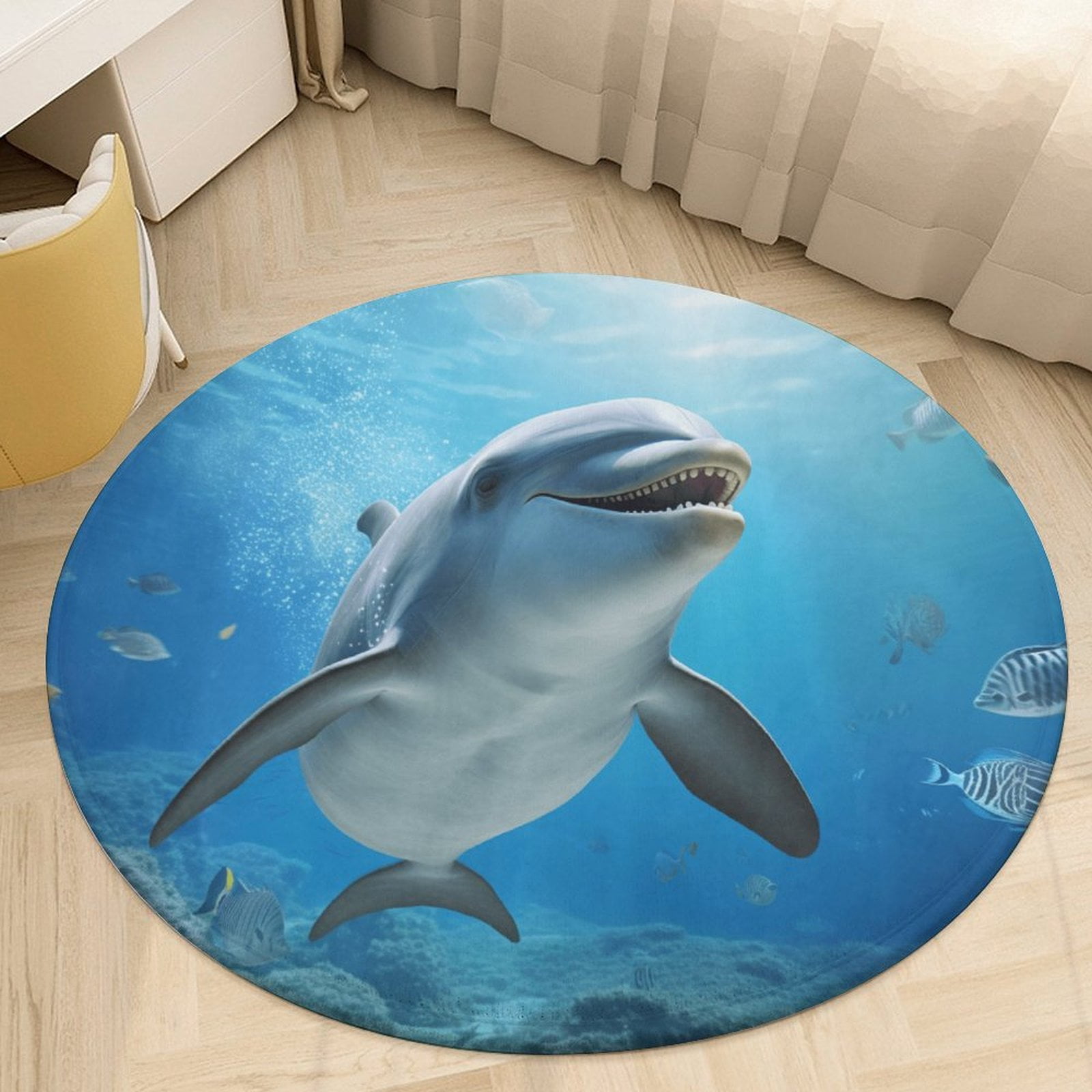 Dolphin Round Area Rugs for Bedroom Living Room, 3FT Soft Indoor Circle ...
