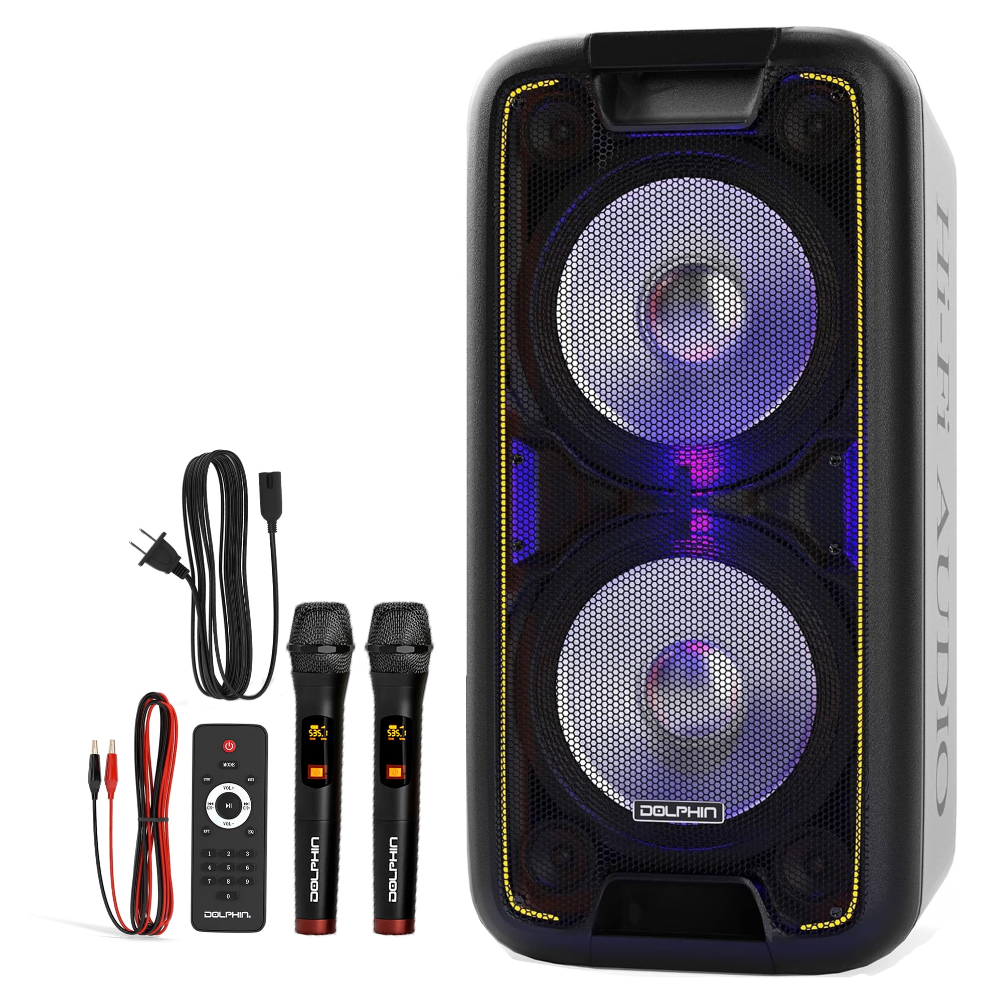Dolphin SP-210RBT Dual 10” Bluetooth Party Speaker with WaveSync ...
