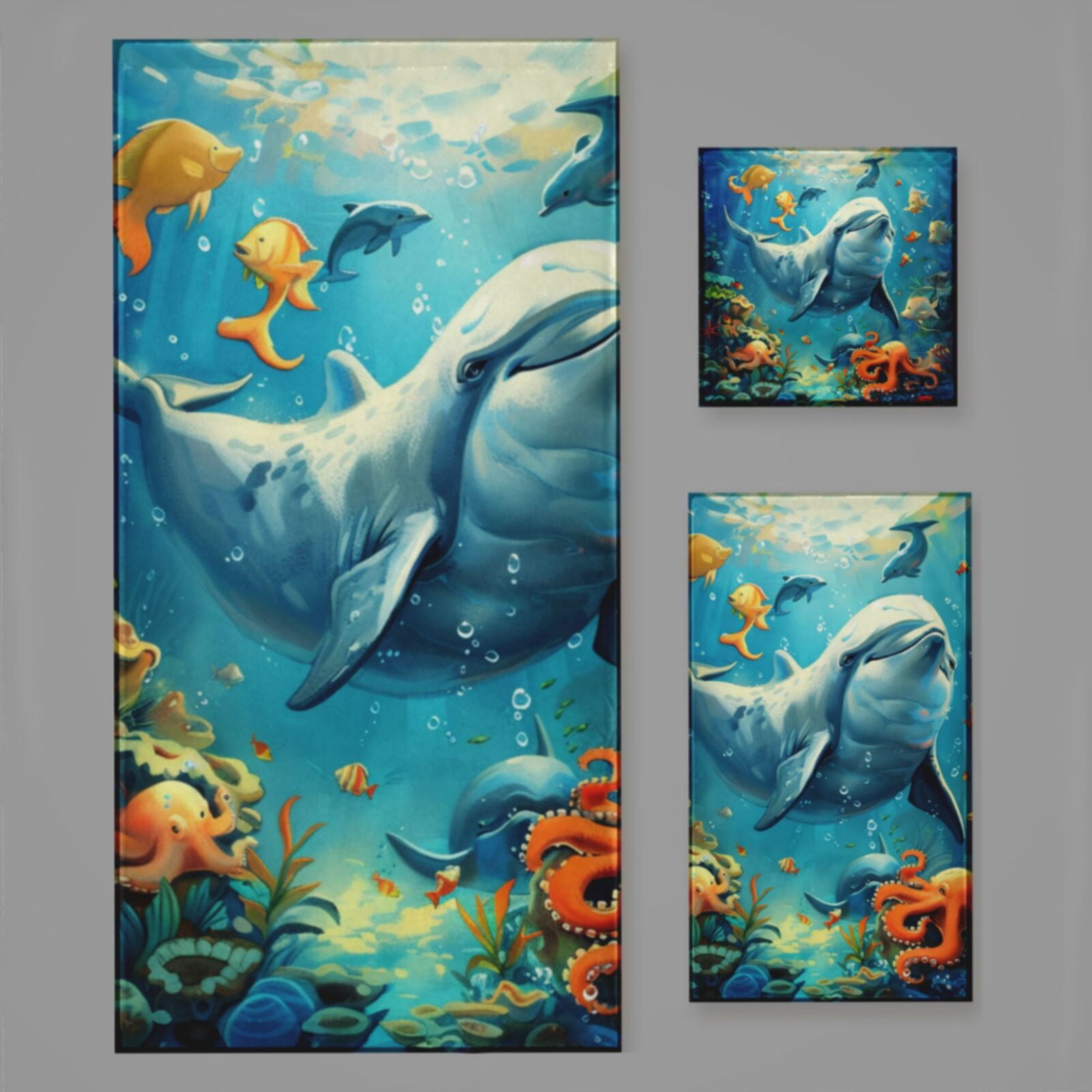 Dolphin Under The Sea Ocean Animals (60) Bath Towel Sets For Bathroom ...