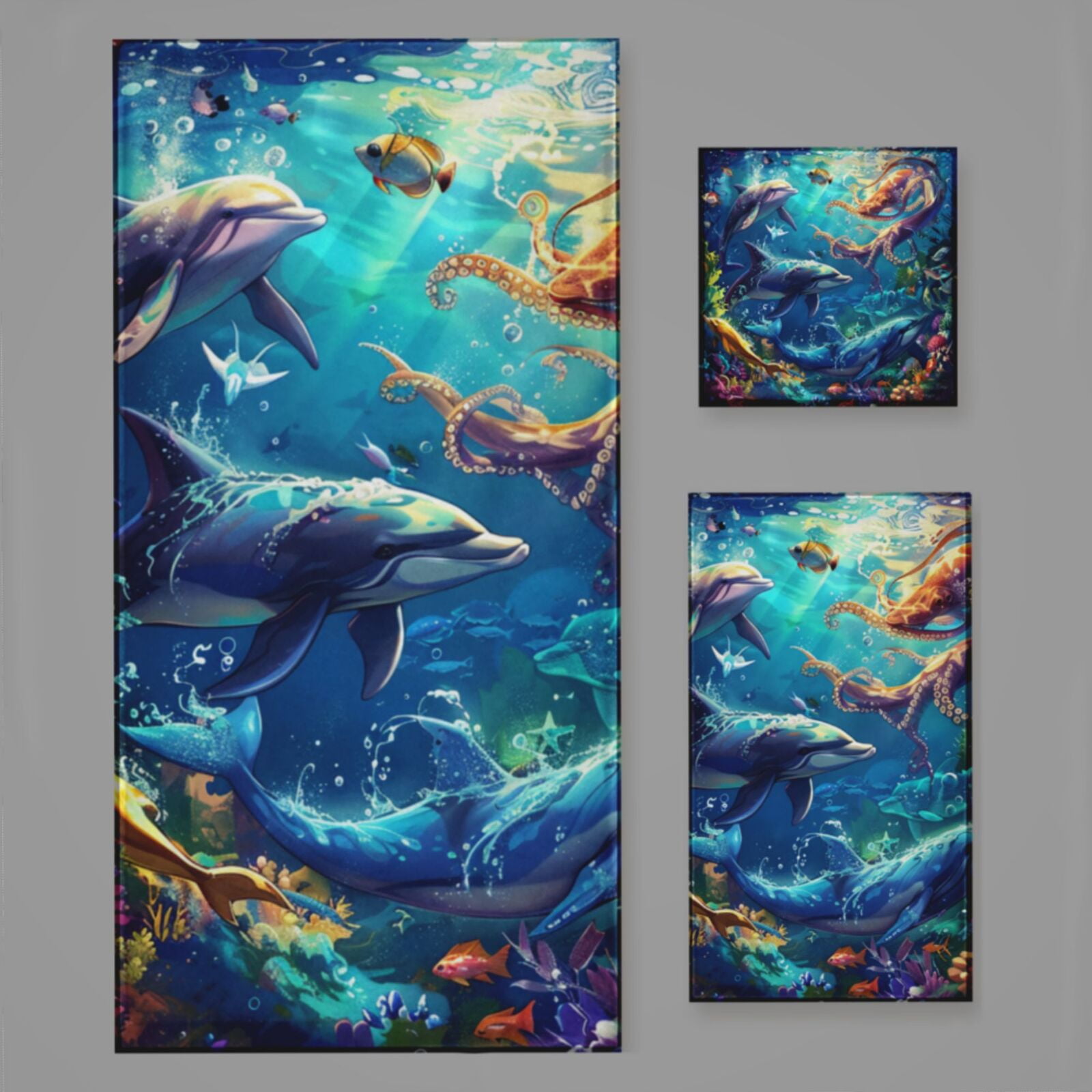 Dolphin Under The Sea Ocean Animals (61) Bath Towel Sets For Bathroom ...