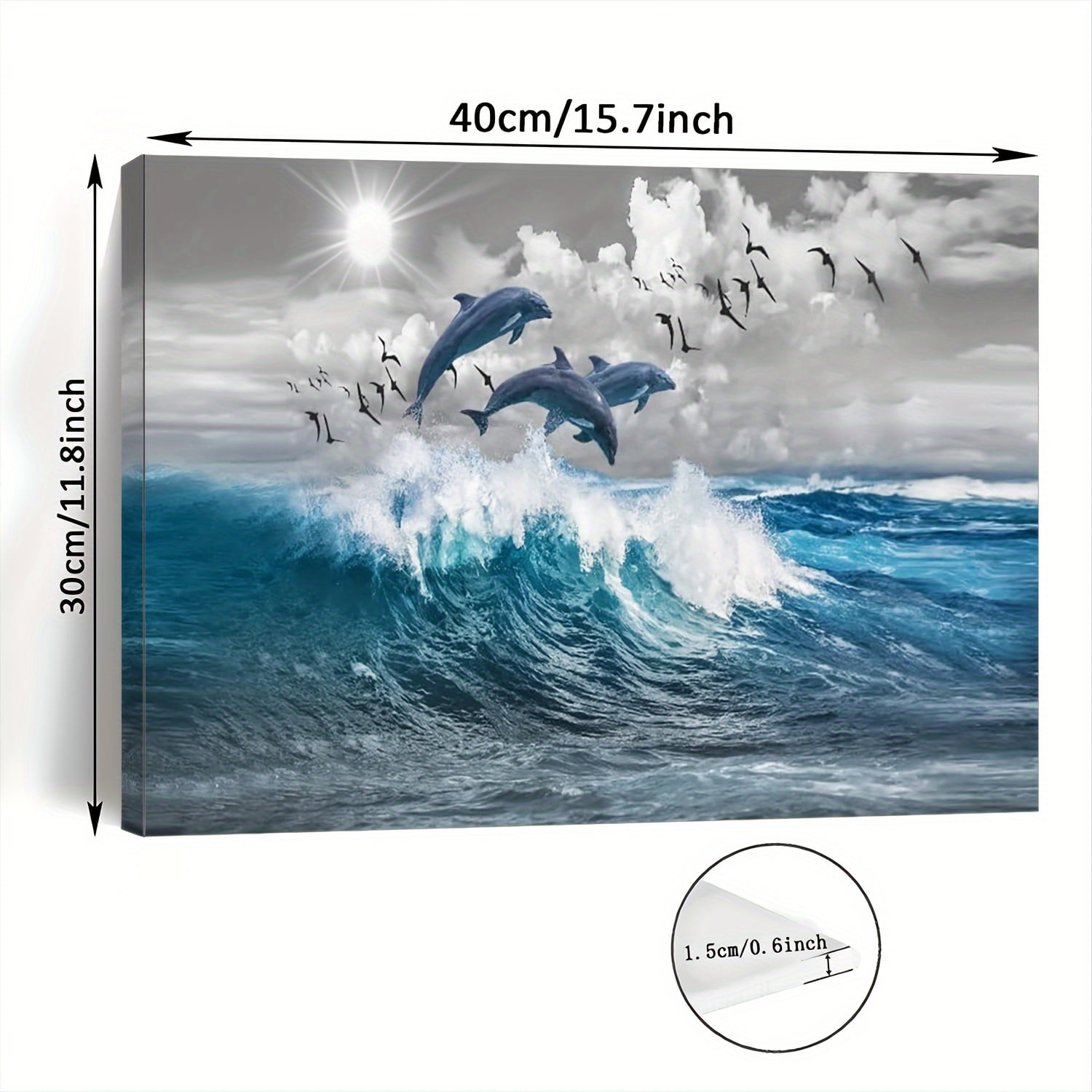 Dolphin and Seabird HAILANG Wall Art-1 Piece Woven Canvas Printing with ...