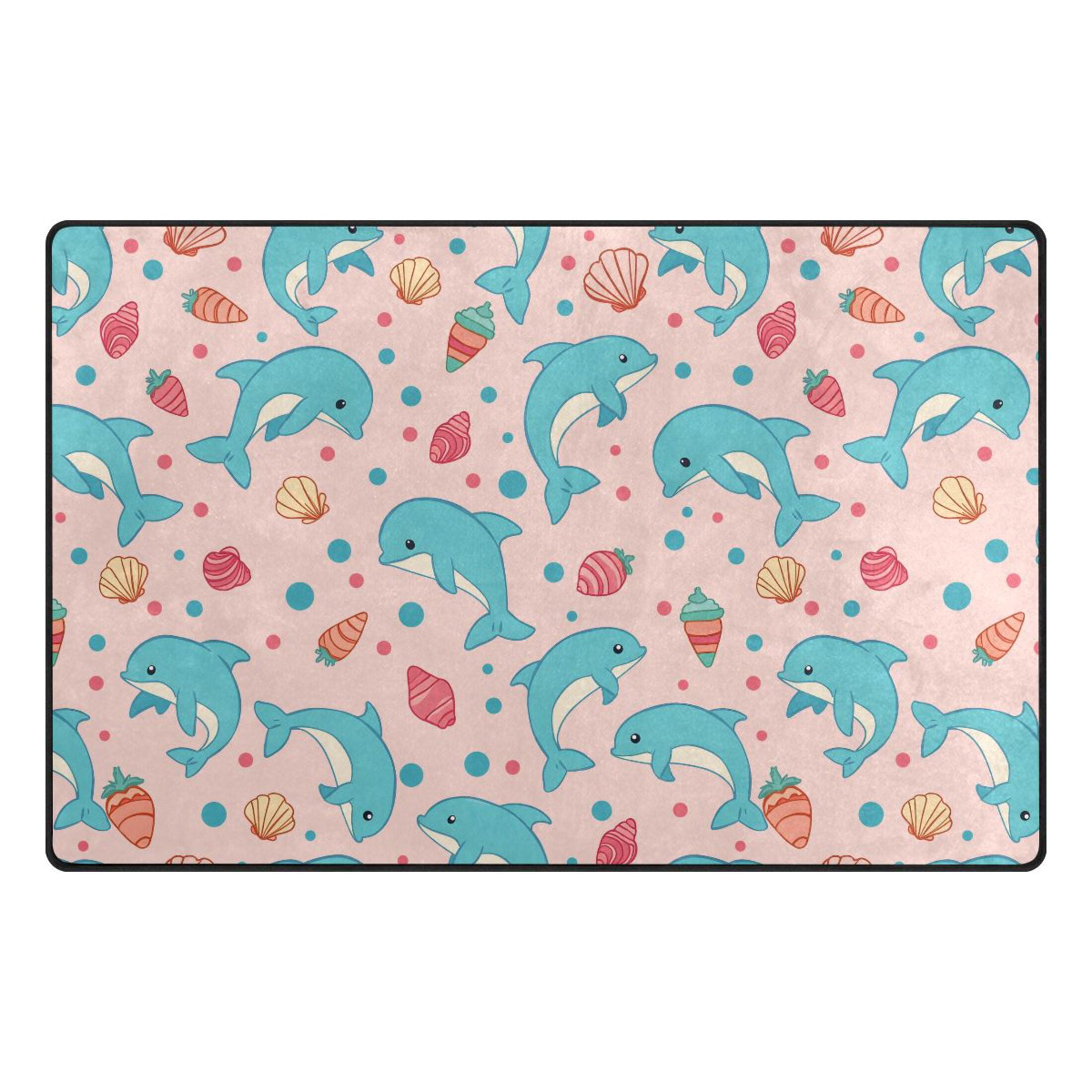Dolphin Seashell Conch Pattern Memory Foam Area Rug 60"x39" Non Slip ...