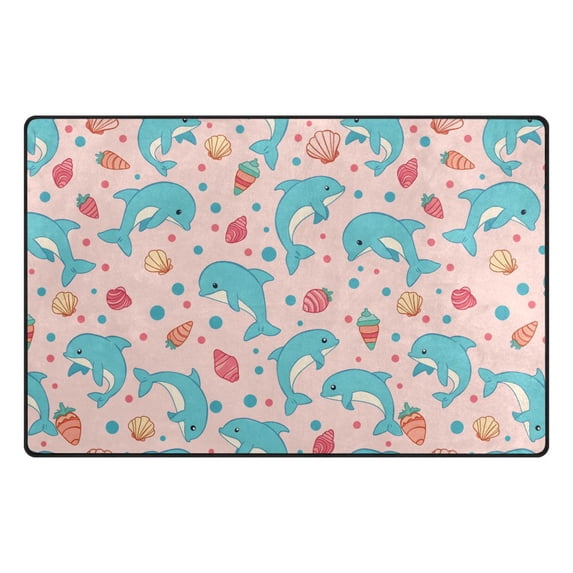 Dolphin Seashell Conch Pattern Memory Foam Area Rug 60"x39" Non Slip ...