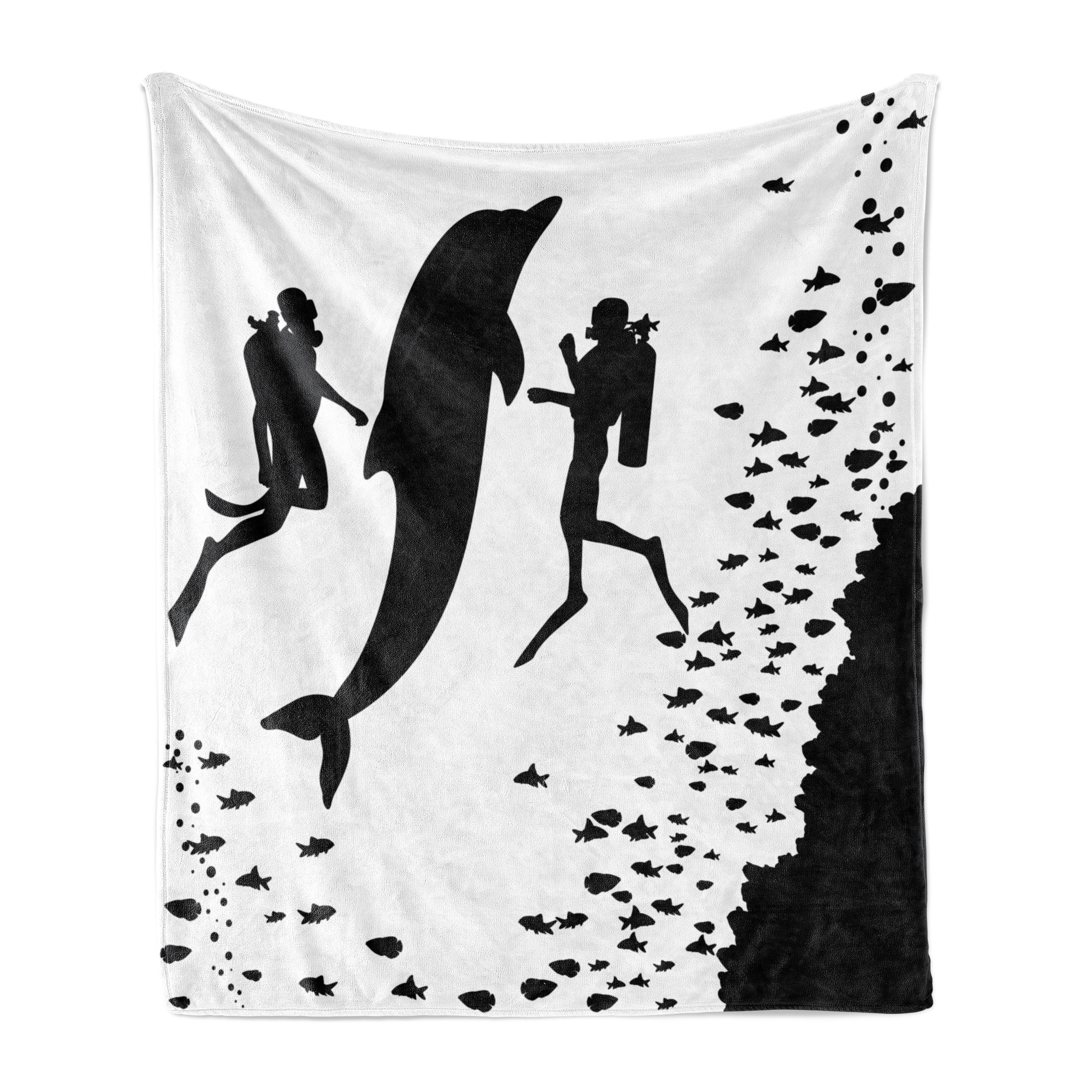 Dolphin Soft Flannel Fleece Throw Blanket, 2 Scuba Divers and Giant ...