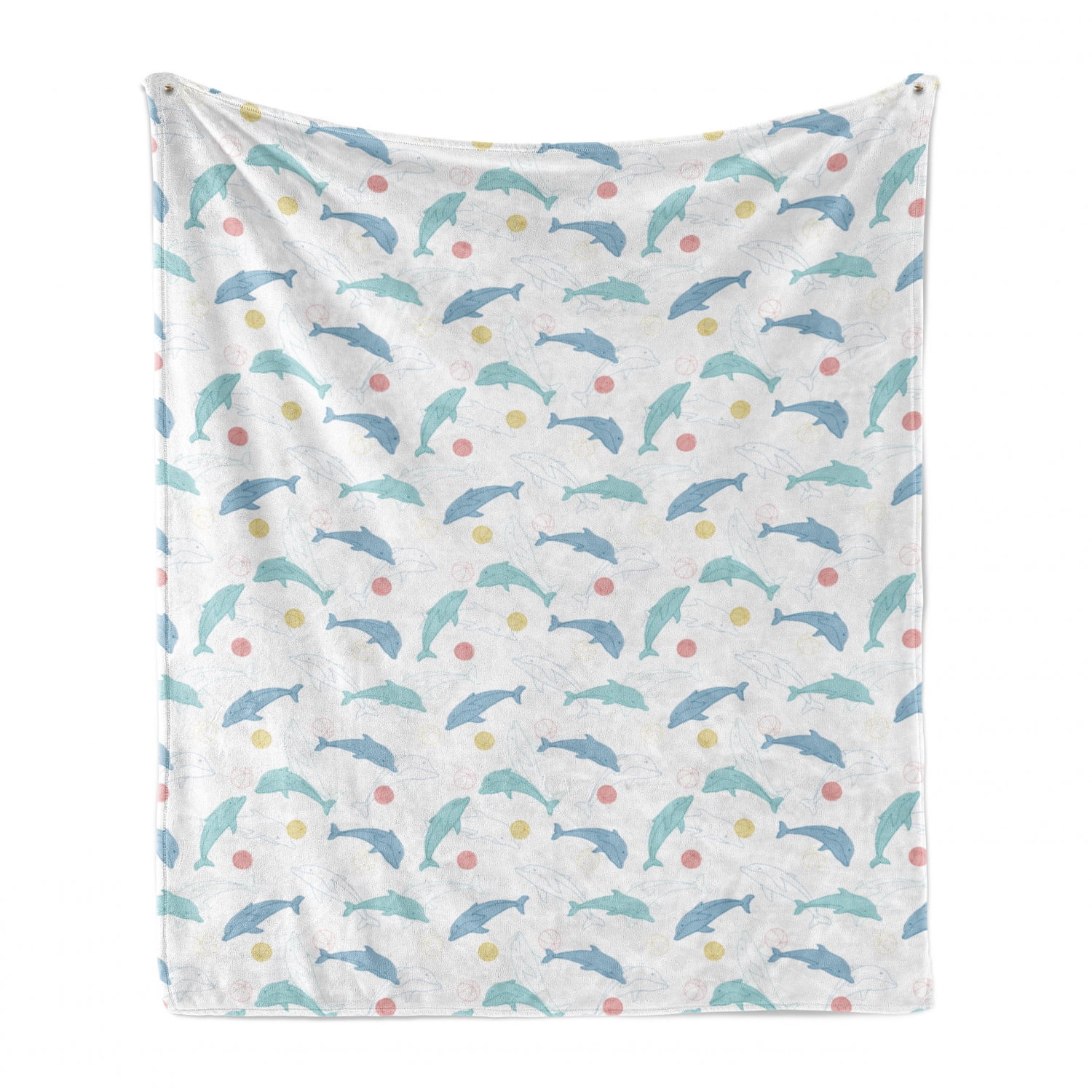 Dolphin Soft Flannel Fleece Throw Blanket, Rhythmic Playful Big Fish ...