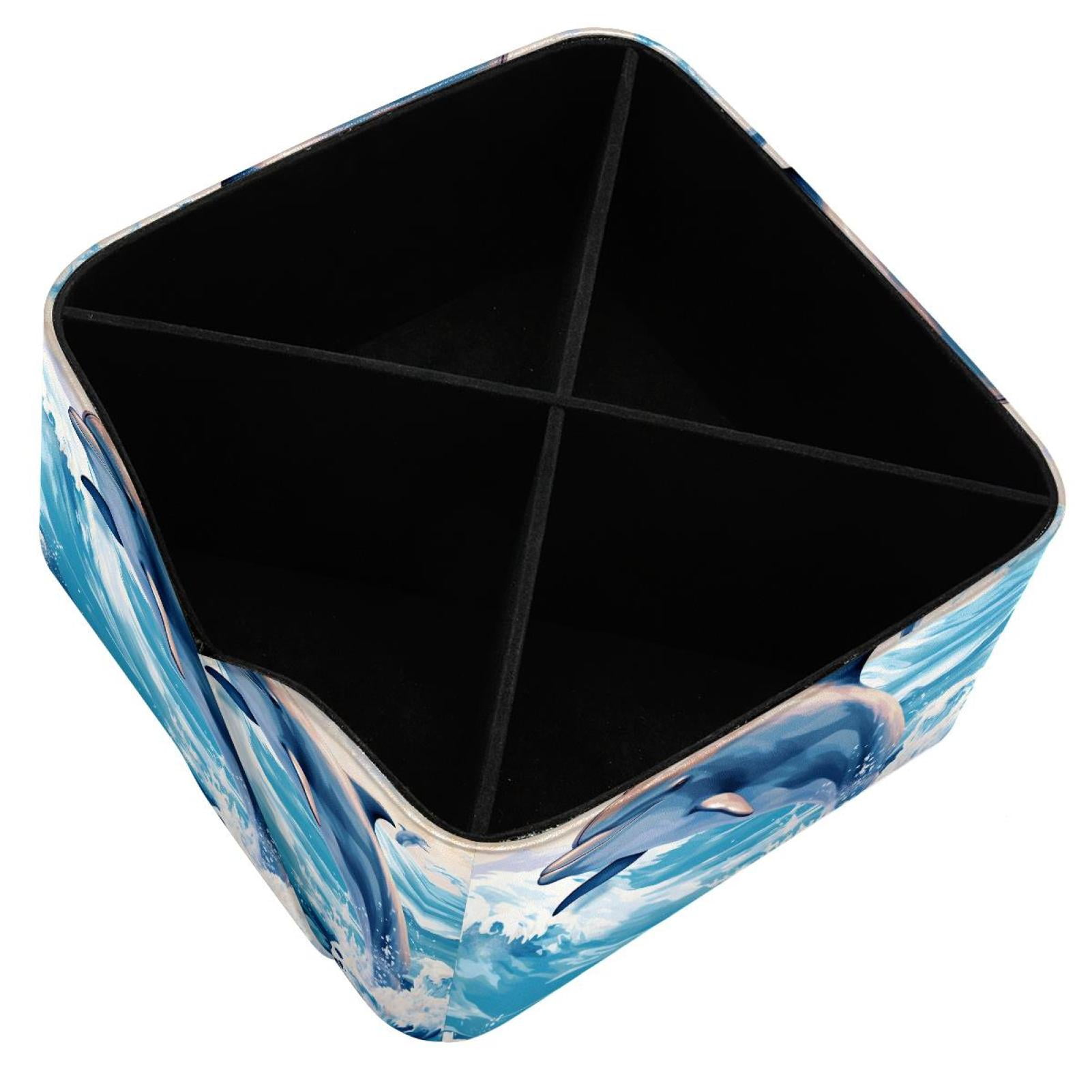 Dolphin Square Pen Case with 4 Compartments, Removable Dividers, and ...