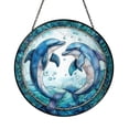 Dolphin Stained Glass Style Window Suncatcher, Ocean Marine Life Art ...