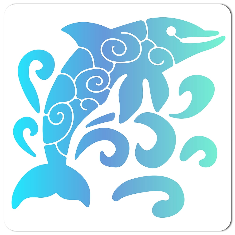 Dolphin Stencils 12x12 Inch Large Reusable Animal Stencil Sea Ocean ...