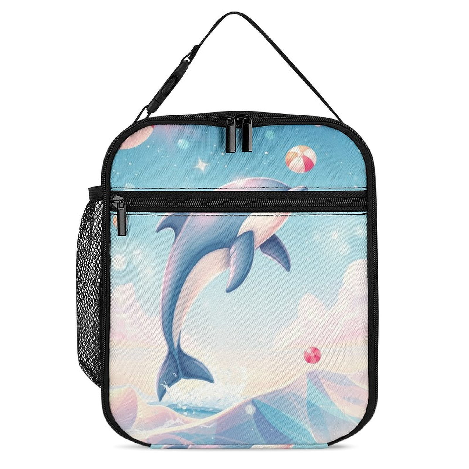 Dolphin Summer Fun Lunch Bag Insulated Portable Lunch Box Tote Bags for Adults Men Women Travel ...